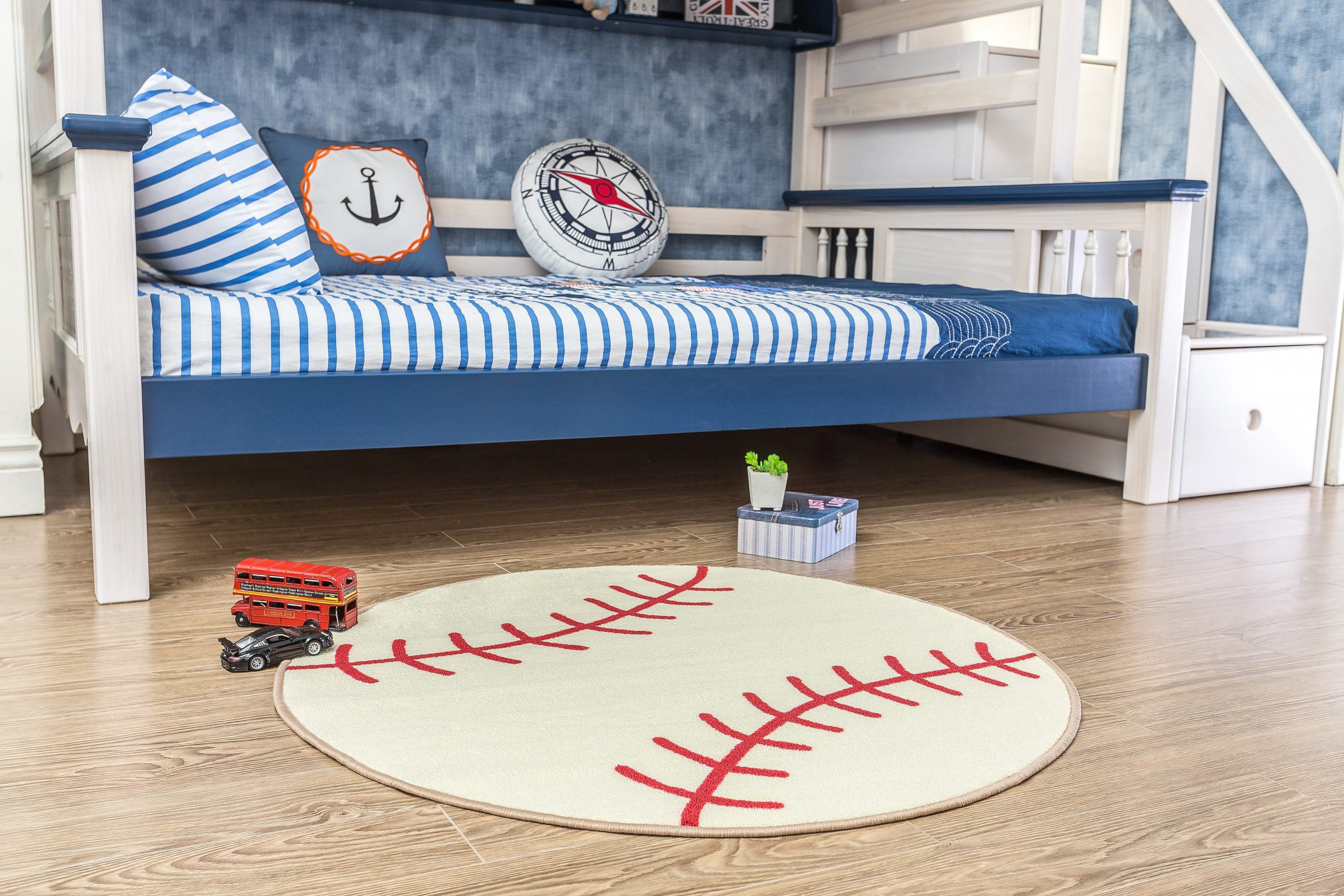 Harriet Bee Furnish My Place Baseball Round Play Area Rugs for Kids ...