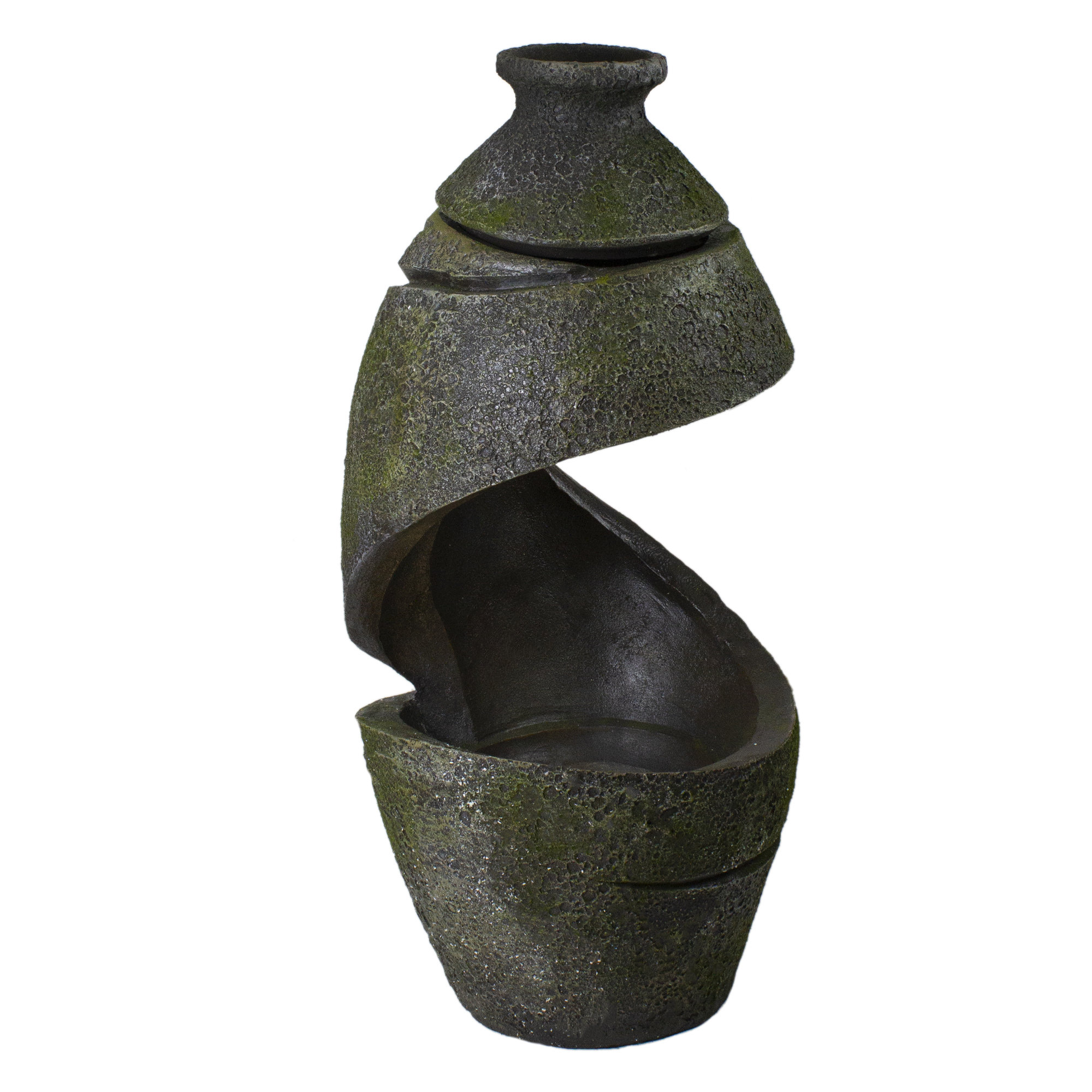Millwood Pines 31" Green and Gray Mossy Outdoor Garden Water Fountain ...