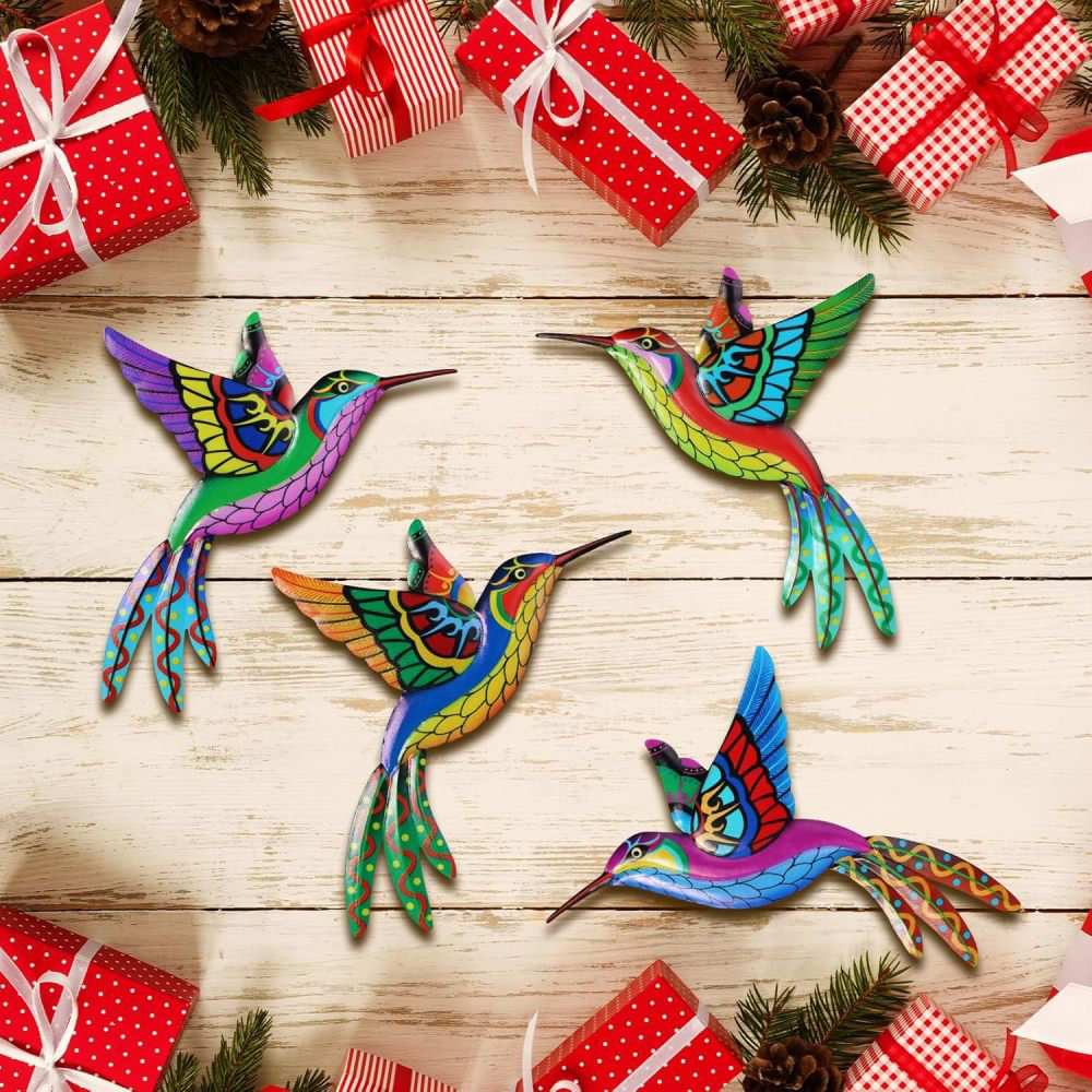 Winston Porter 4Pack Metal Hummingbird Wall Art Outdoor Decor, 3D ...