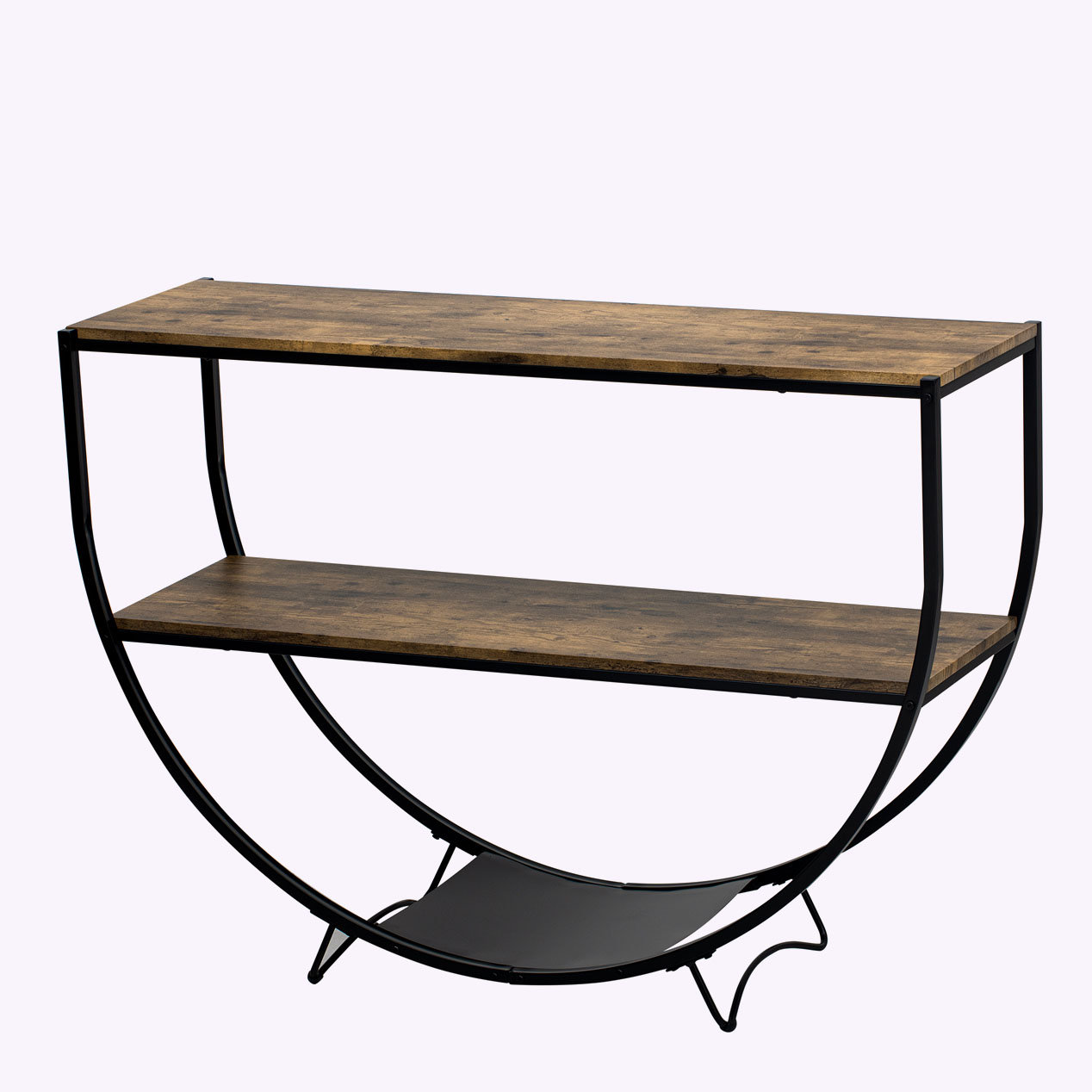 17 Stories Drumard Demilune Shape Textured Metal Distressed Wood ...