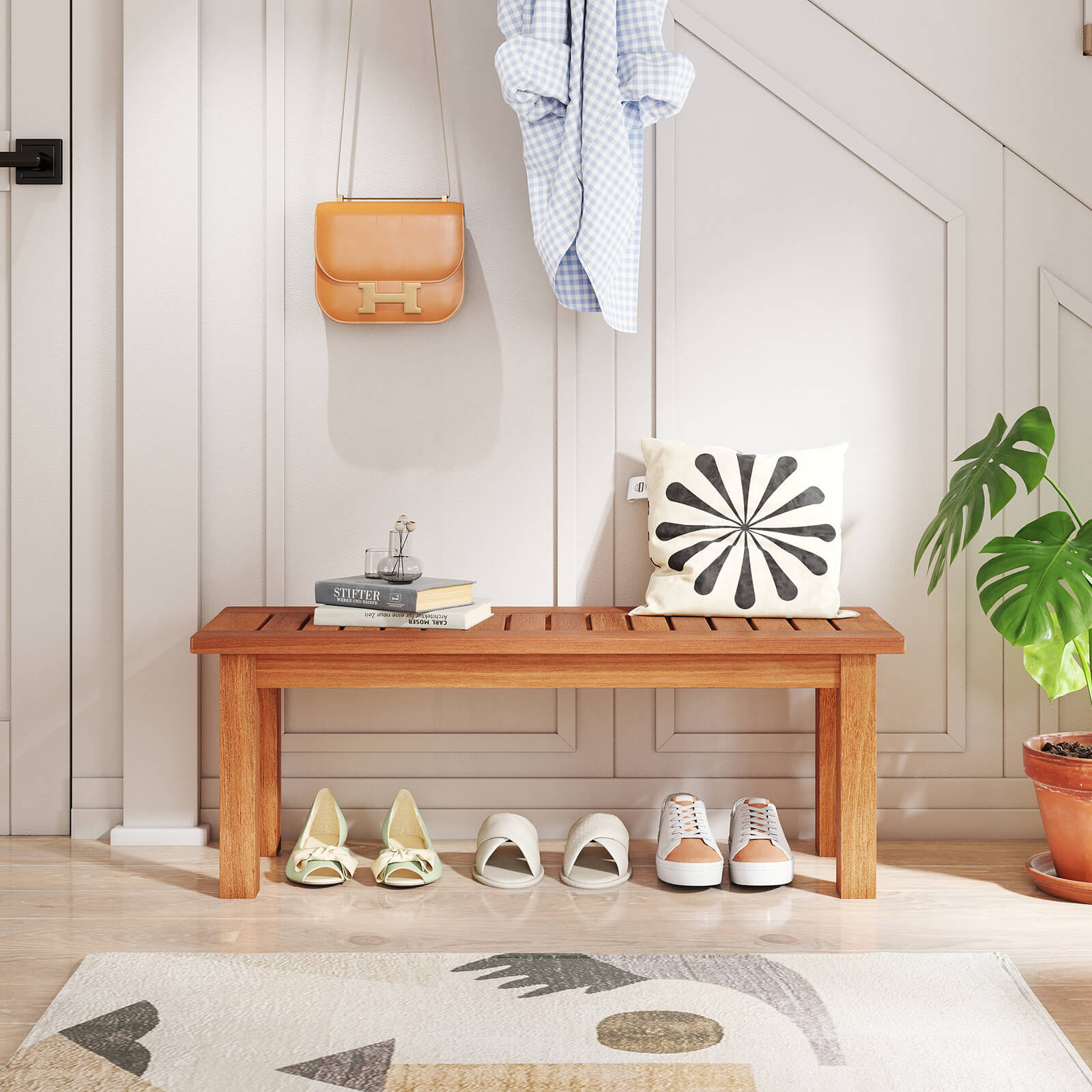 Ophelia & Co. 1 Pcs 2-person Outdoor Backless Bench With Slatted Seat ...