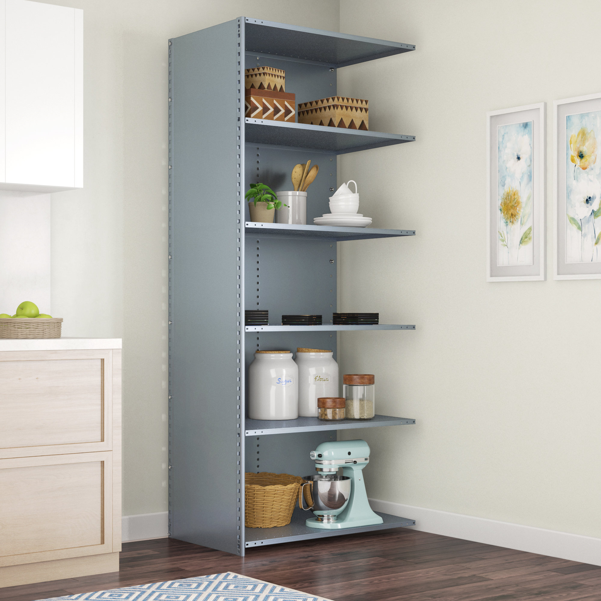 Hallowell Hi-Tech Heavy-Duty Closed Type 5 Shelf Shelving Unit Add-on ...