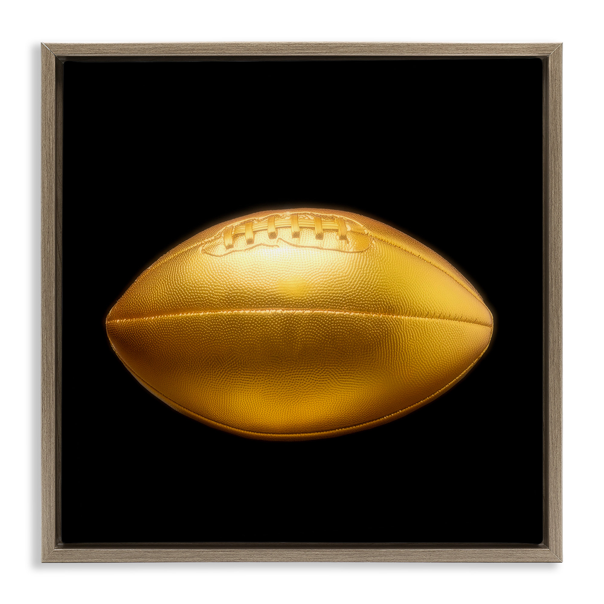 Latitude Run® Gold Designer Football Framed Floater Canvas Wall Art By ...