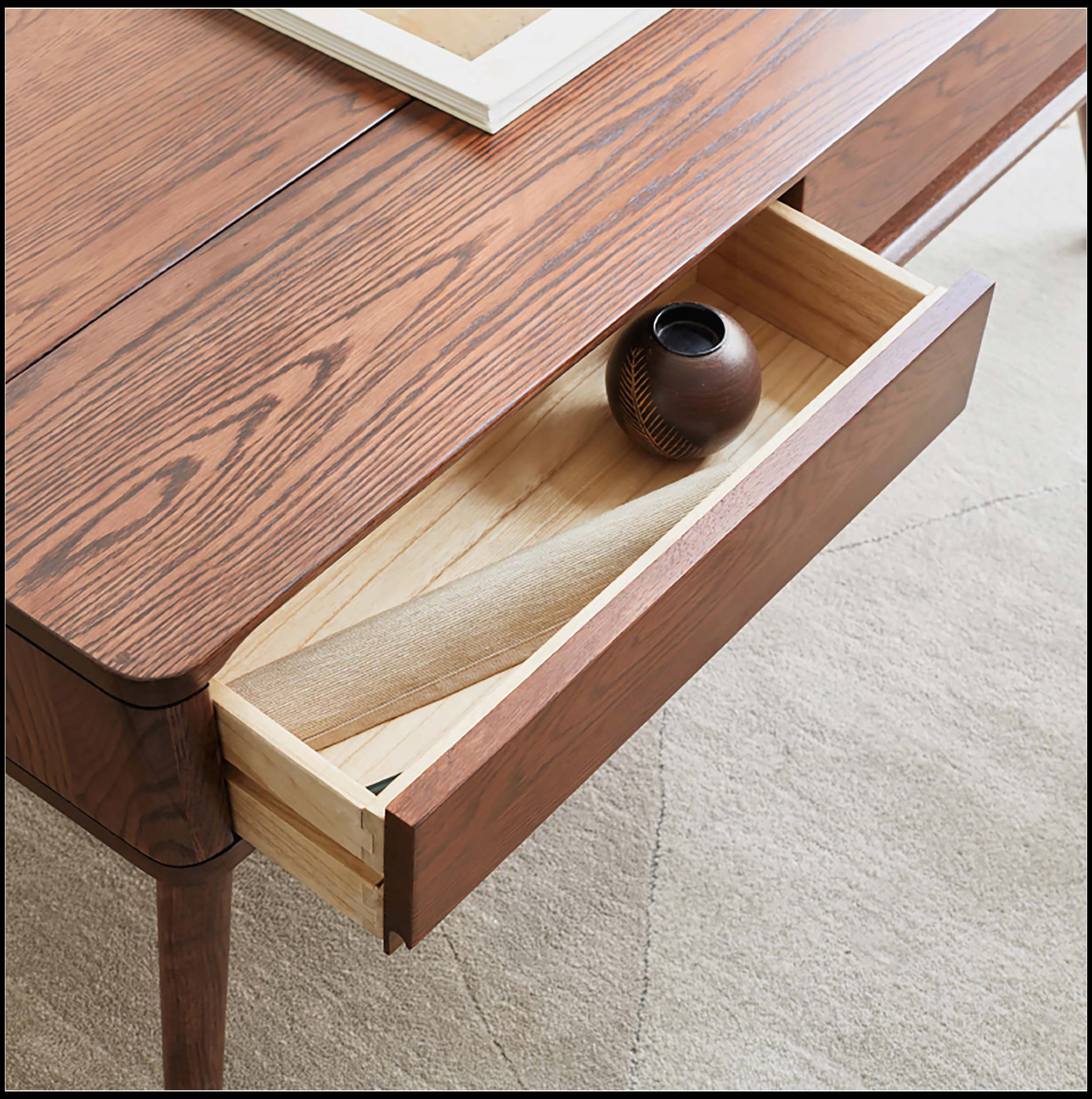 George Oliver Elevating Centre Table with Lift-Top Design, Solid Oak ...
