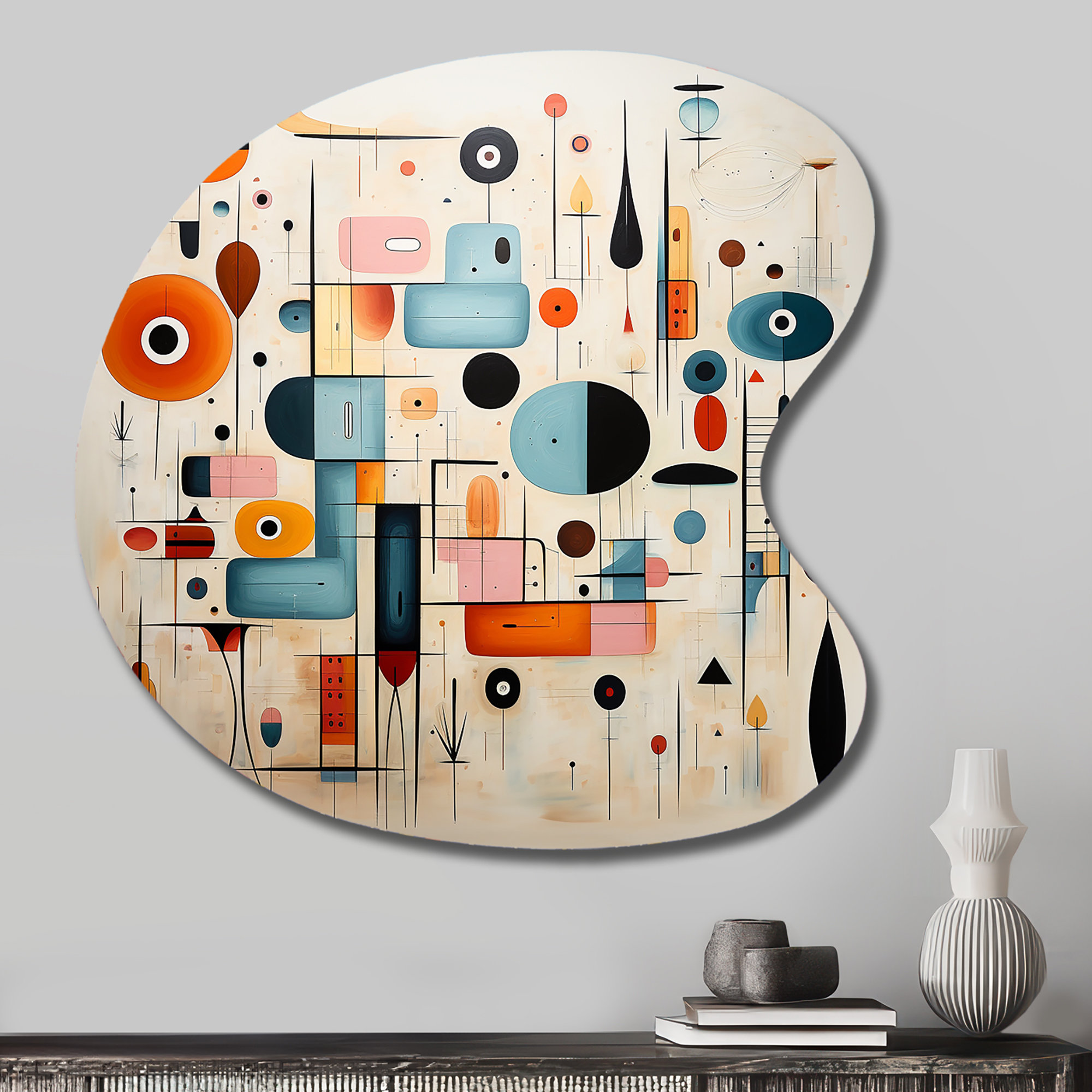 Design Art Pink Blue Mid Century Whimsical Wonders III - Abstract ...
