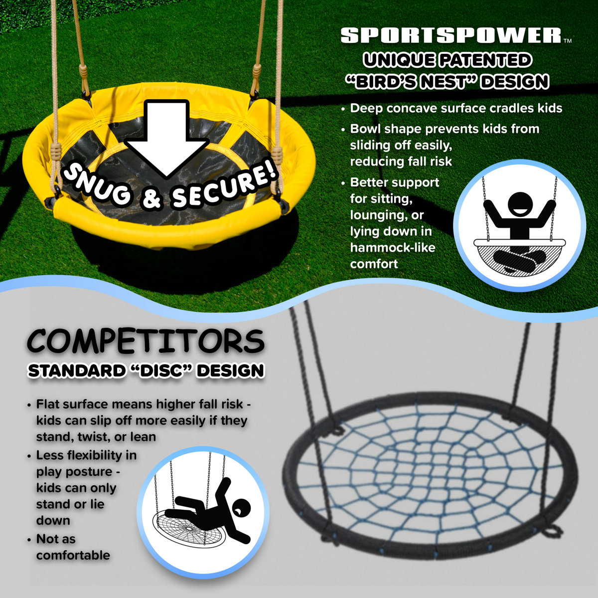 Sportspower Super Fun Metal Swing Set with Padded Saucer Swing ...