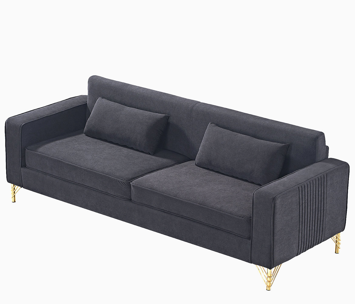 Mercer41 Aesthetic 85.8" Velvet Sofas For Living Room, 3 Seater Couch ...