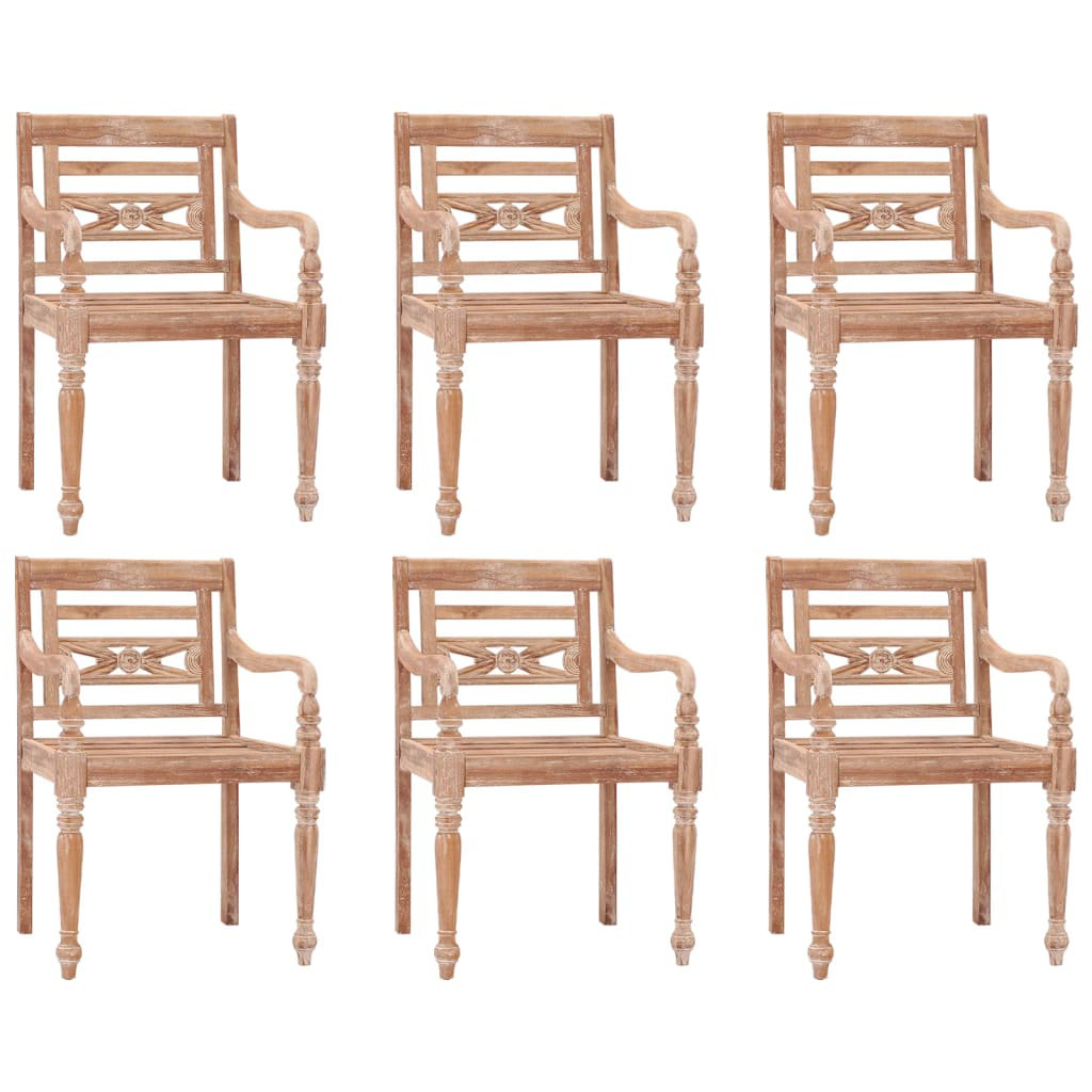 vidaXL Batavia Chair White Wash Solid teak wood Standard | Wayfair