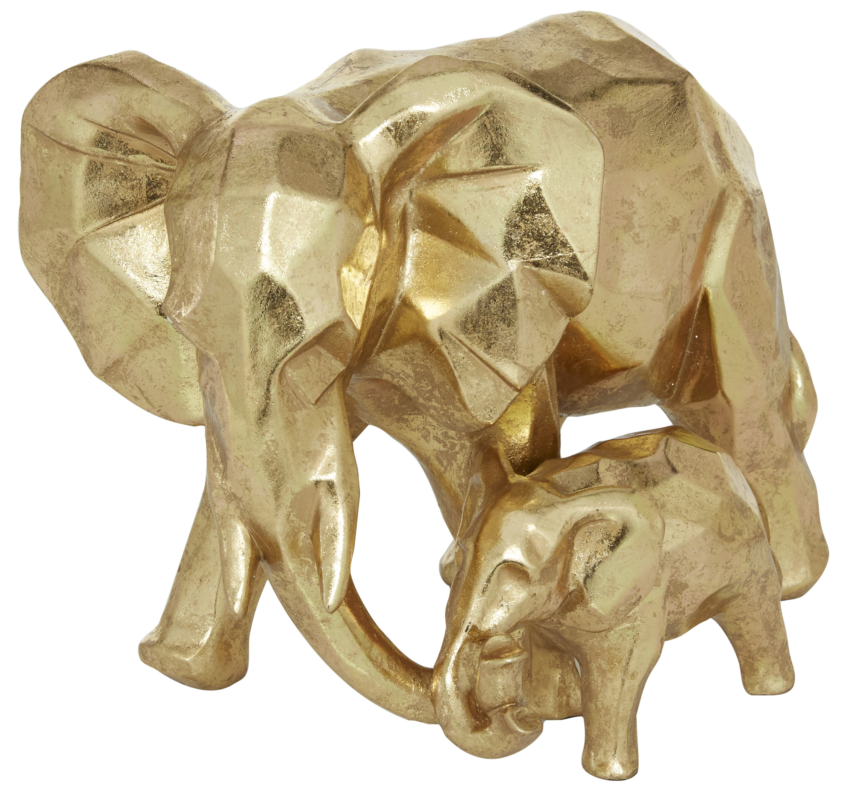 Mercer41 Gracie-Lee Polystone Elephant Gold Decorative Sculpture | Wayfair