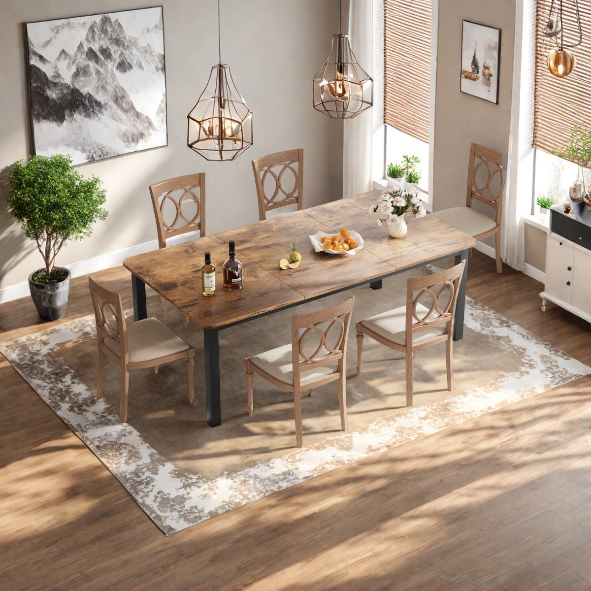 17 Stories Dining Table For 6-8 People,long Kitchen Dining Table ...