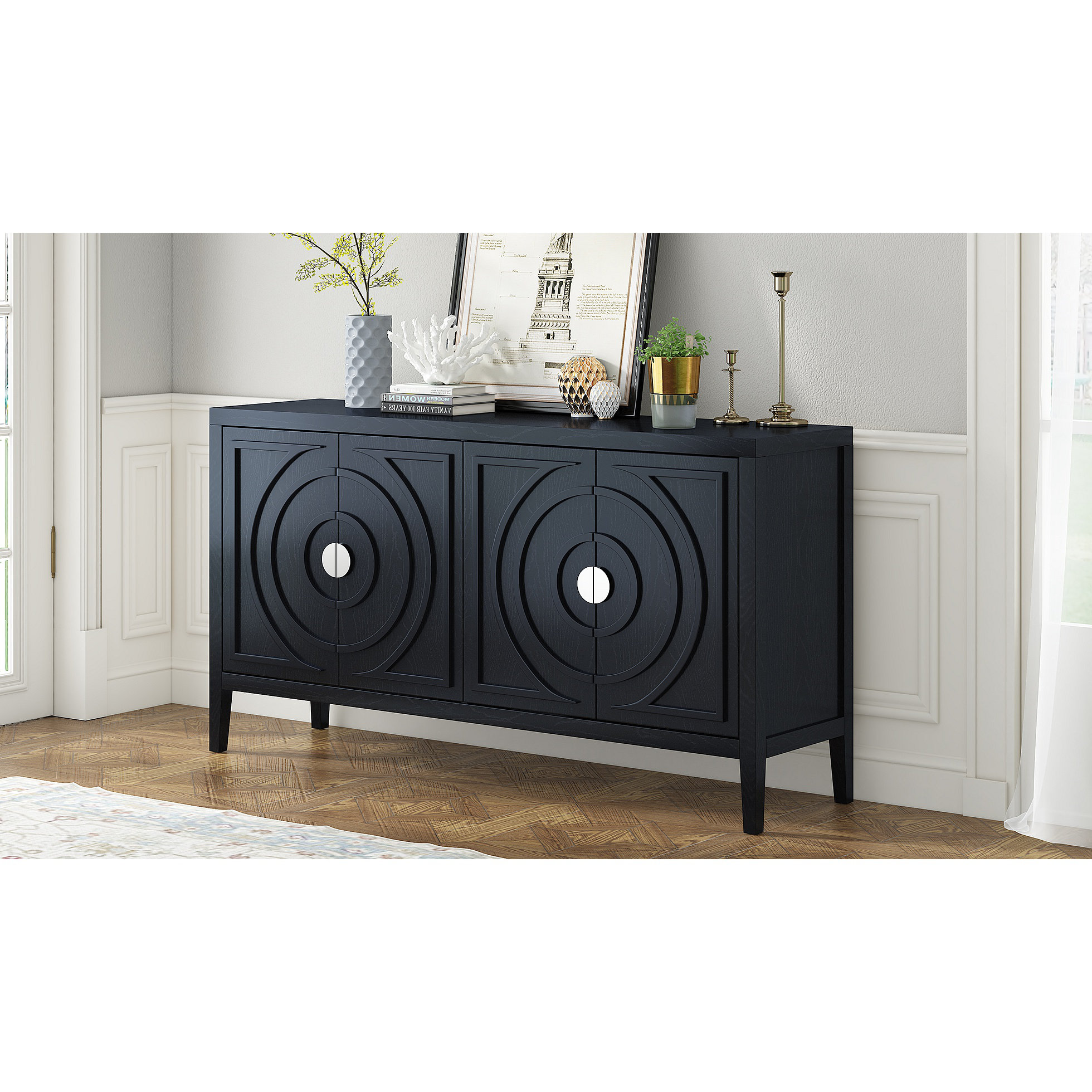 George Oliver Retro Sideboard Door With Circular Groove Design Round ...
