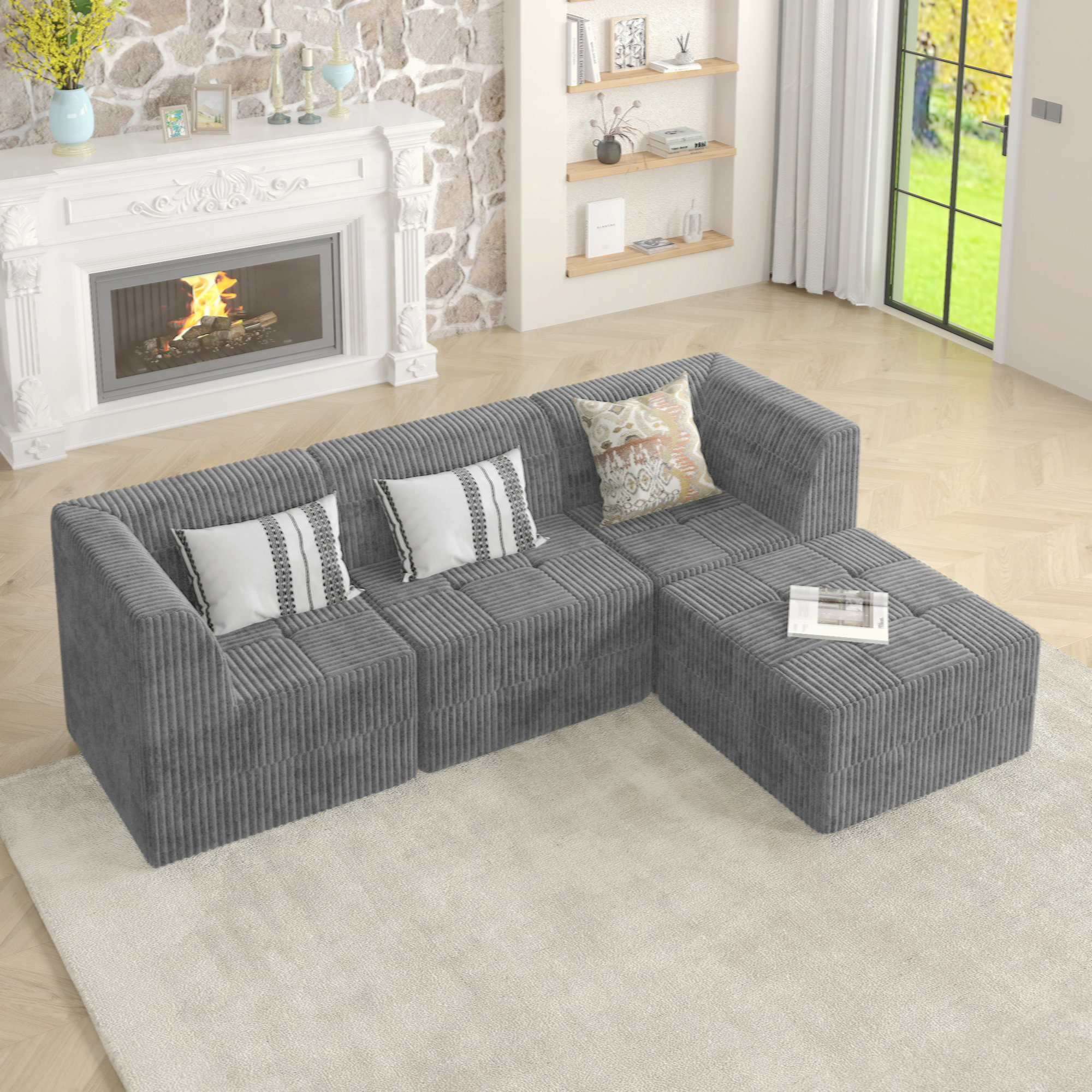 Brayden Studio® L Shape Modular Sectional Sofa, Compressed Sectional ...