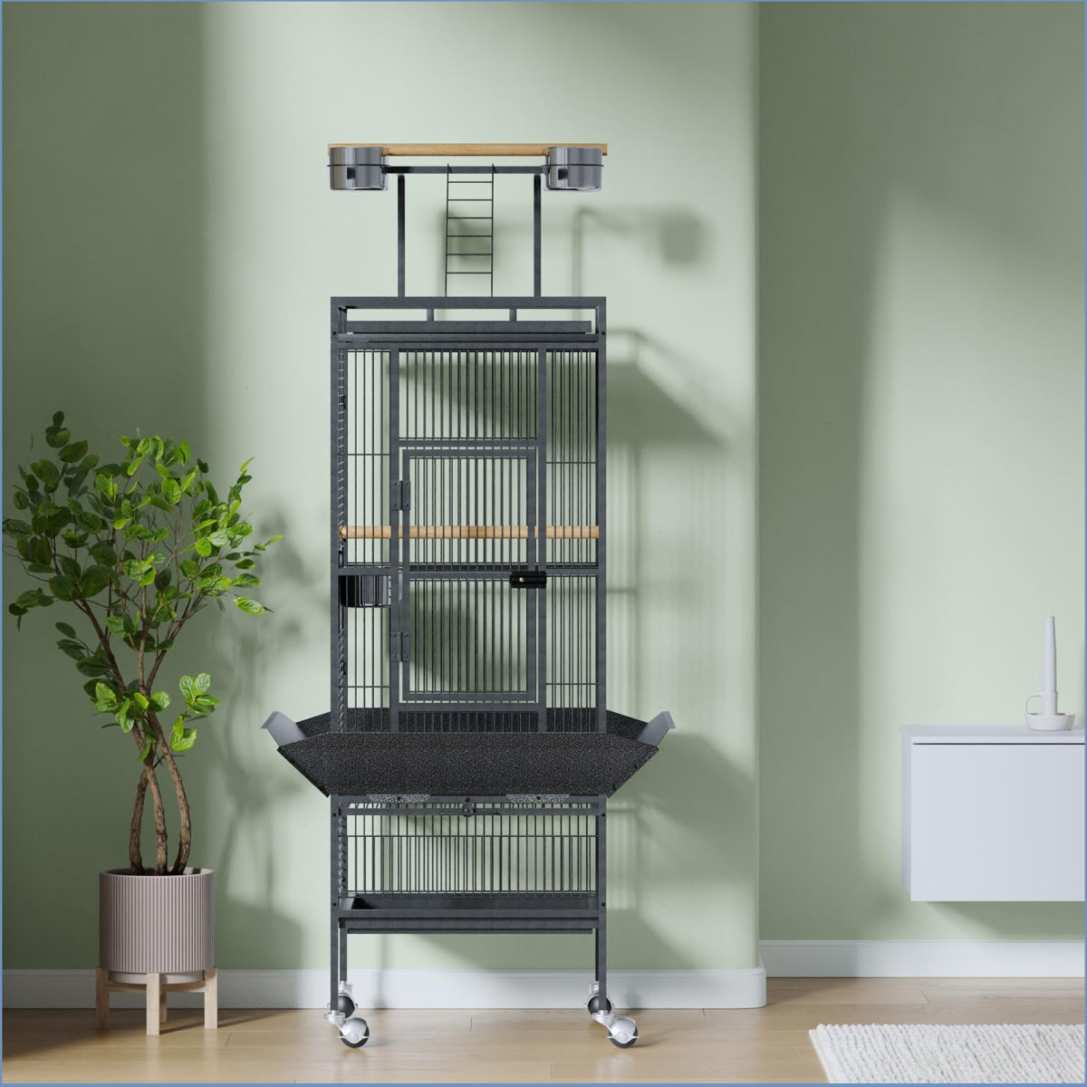 Tucker Murphy Pet™ Large Bird Cage With Rooftop Playground & 360 ...