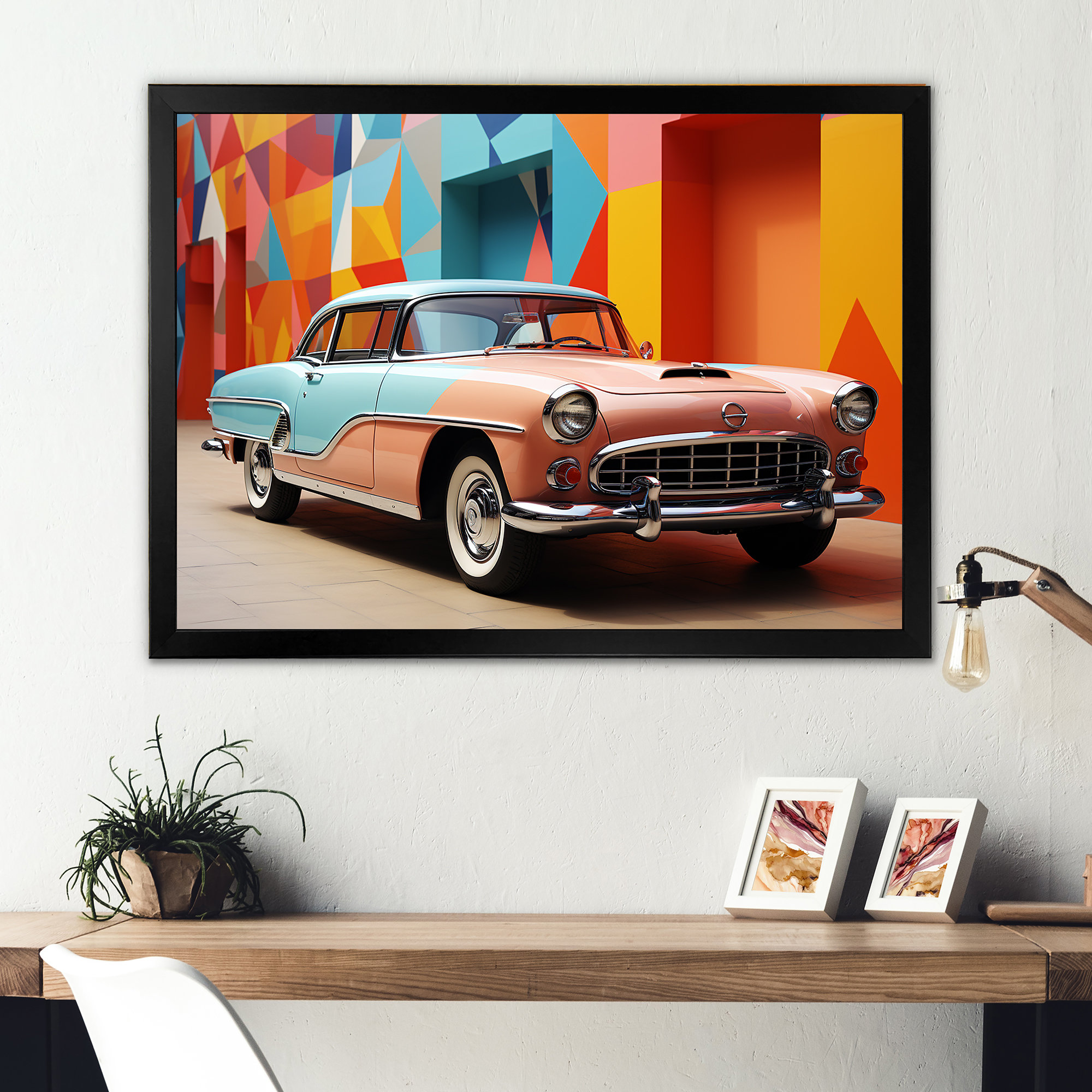 Ebern Designs Cubic Multicolor Car Photography - Car Vintage Canvas ...