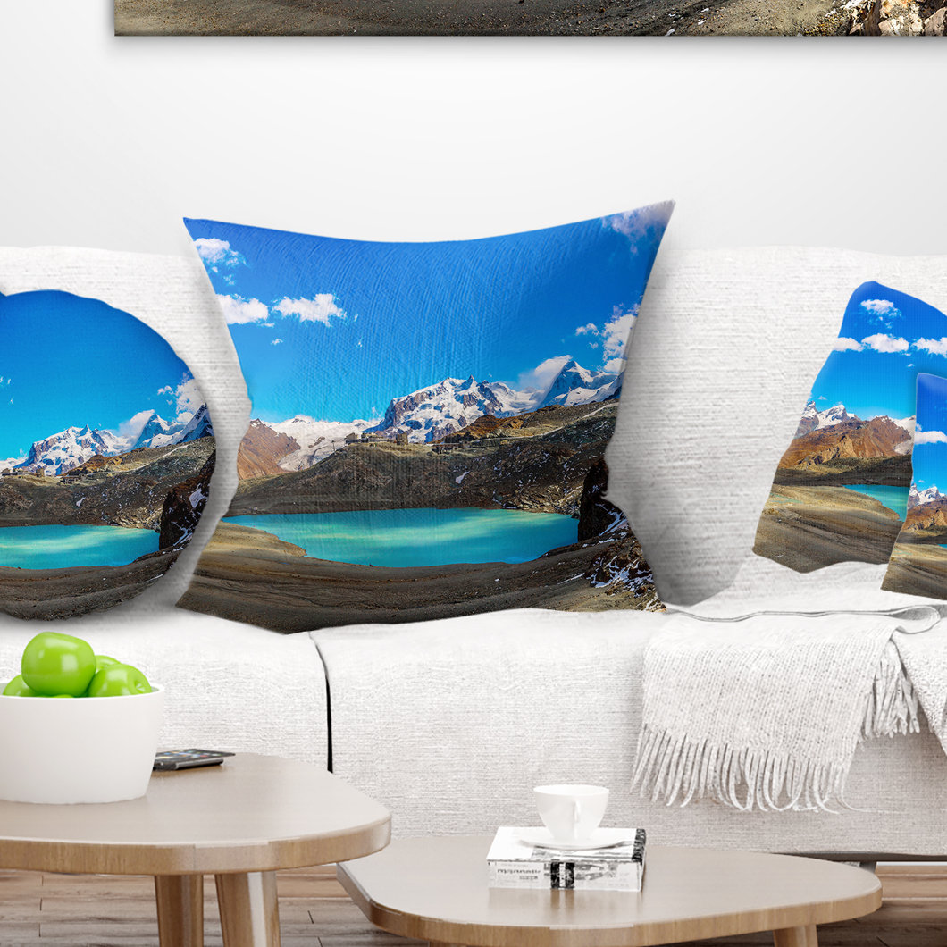 Design Art Alps Mountain Fountain - Landscape Printed Pillow | Wayfair
