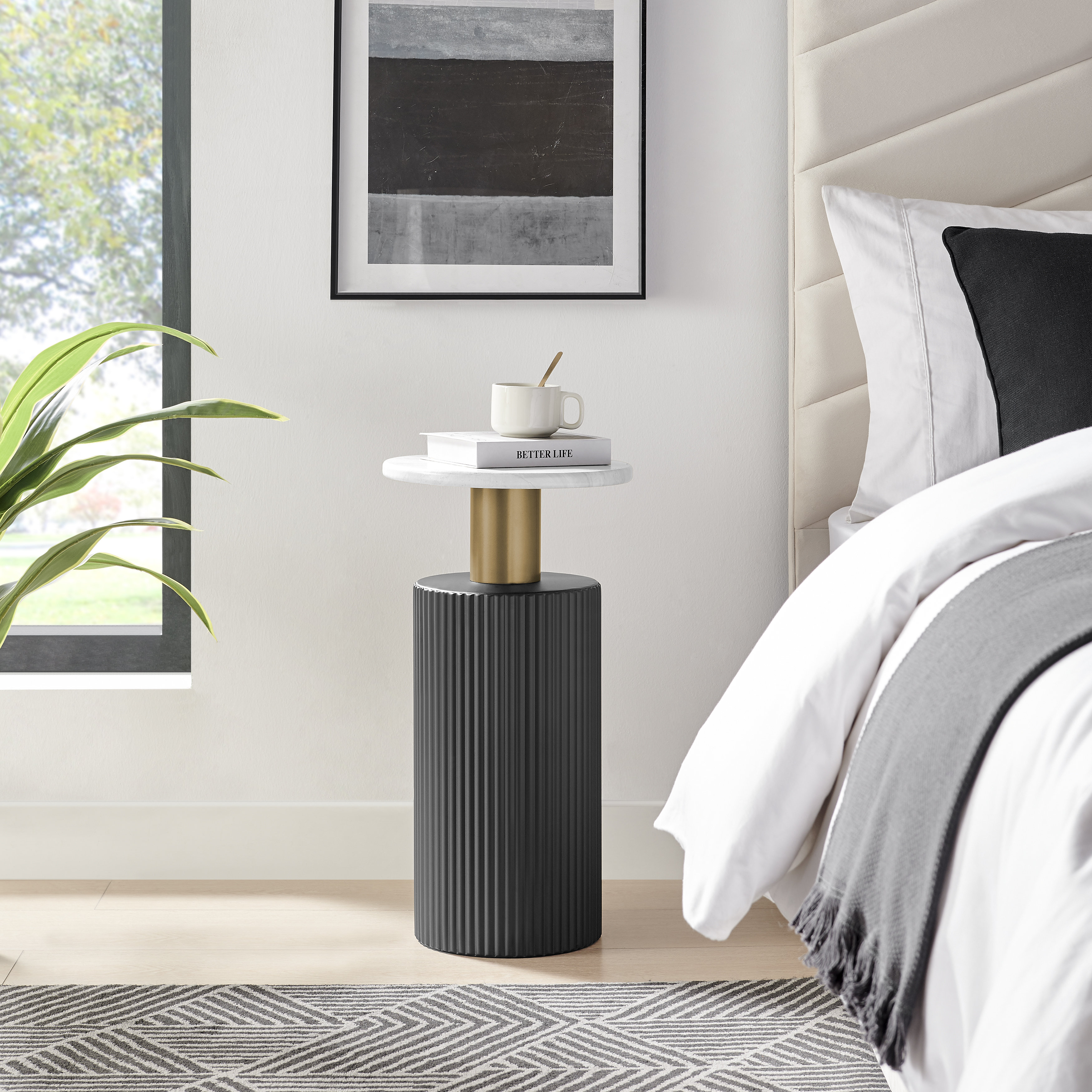 Mercer41 Ibach Midcentury Modern Accent Table with Base Gold Metal and ...