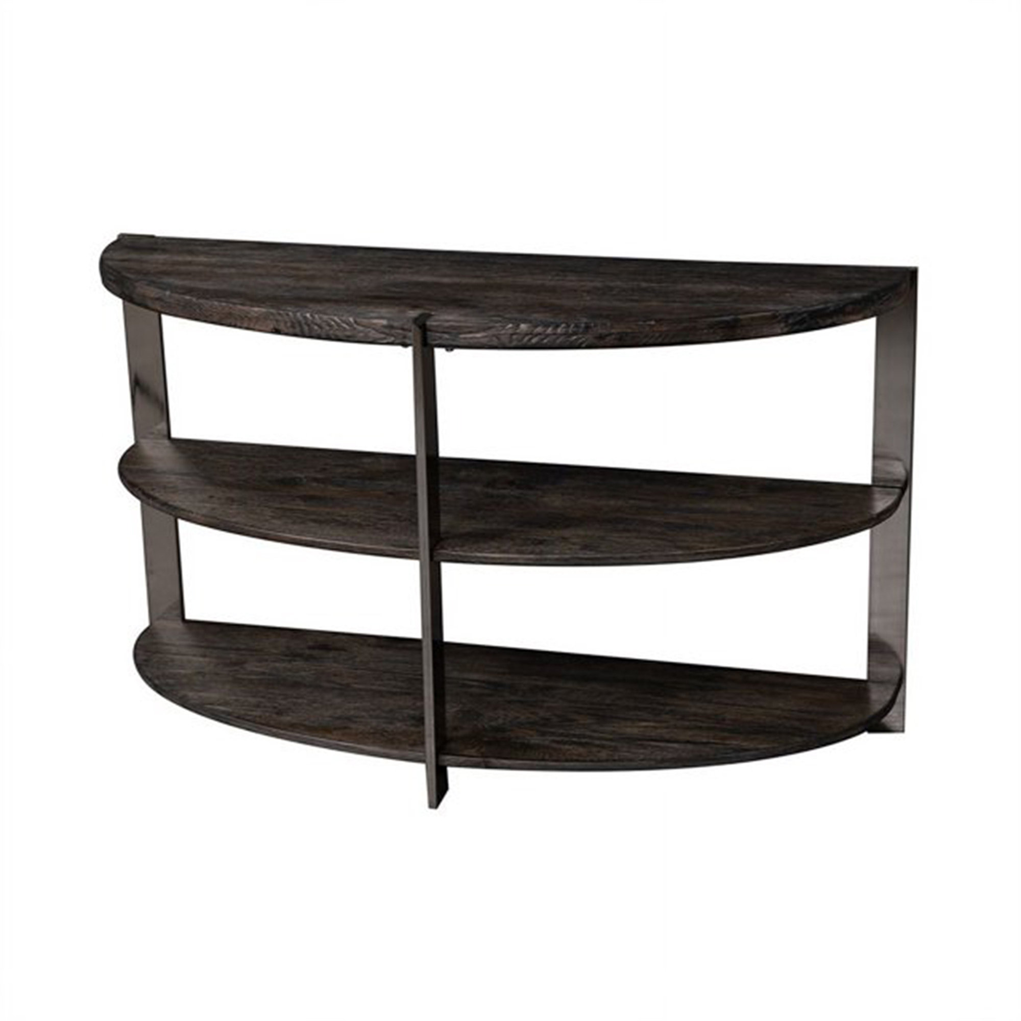 Latitude Run® Kalne Console Table Half Moon Shape With 2 Open Shelves ...