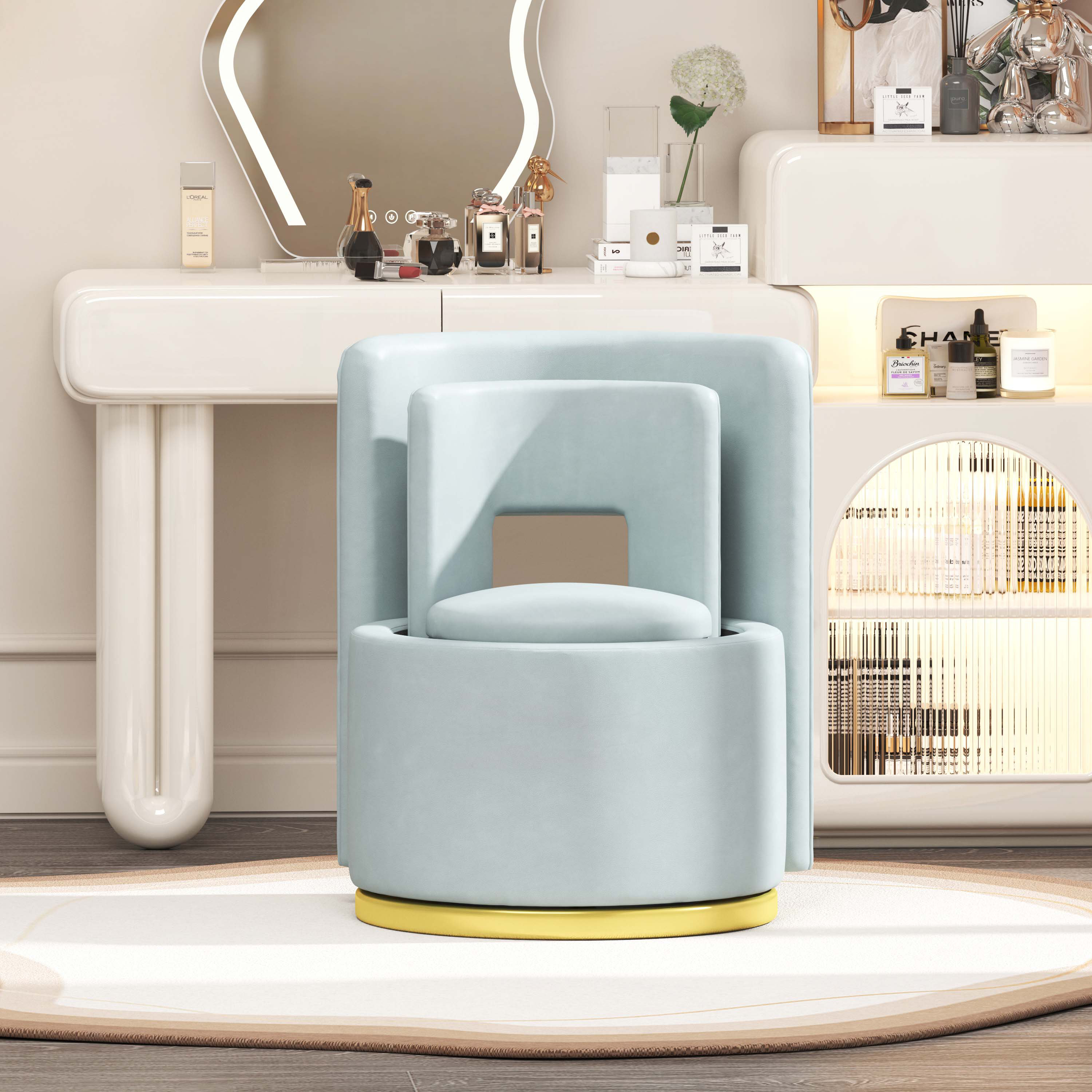 Everly Quinn 360° Round Swivel Chair with Storage under Seat | Wayfair