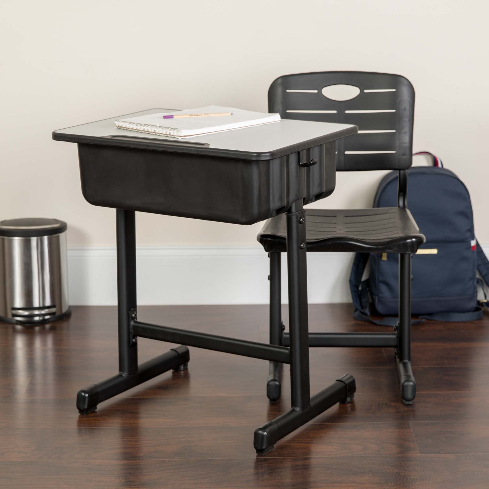 Flash Furniture Goddard Adjustable Height Student Desk with Book Box ...