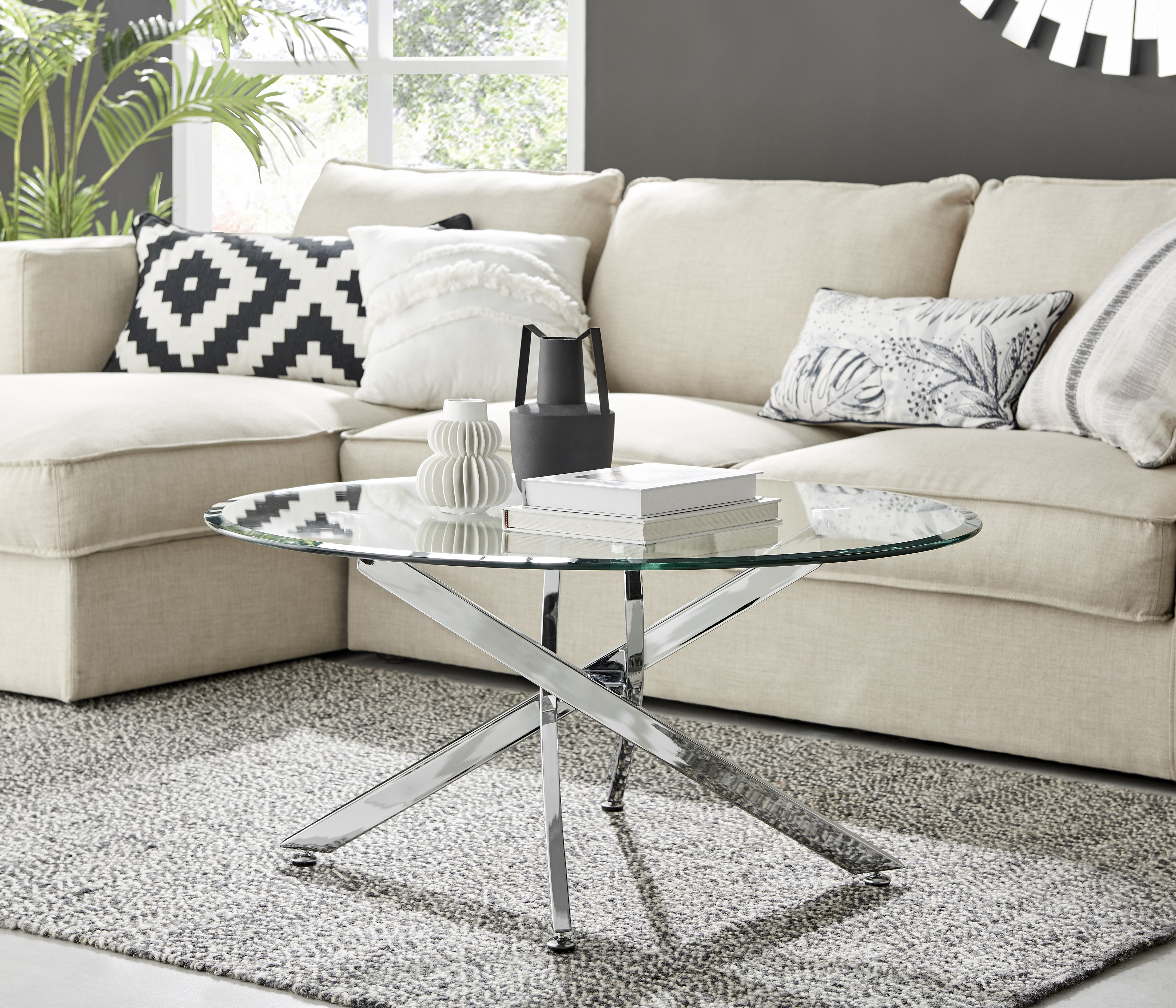 East Urban Home Tierra Modern Small Cross Legs Luxury Metal Leg & Glass ...