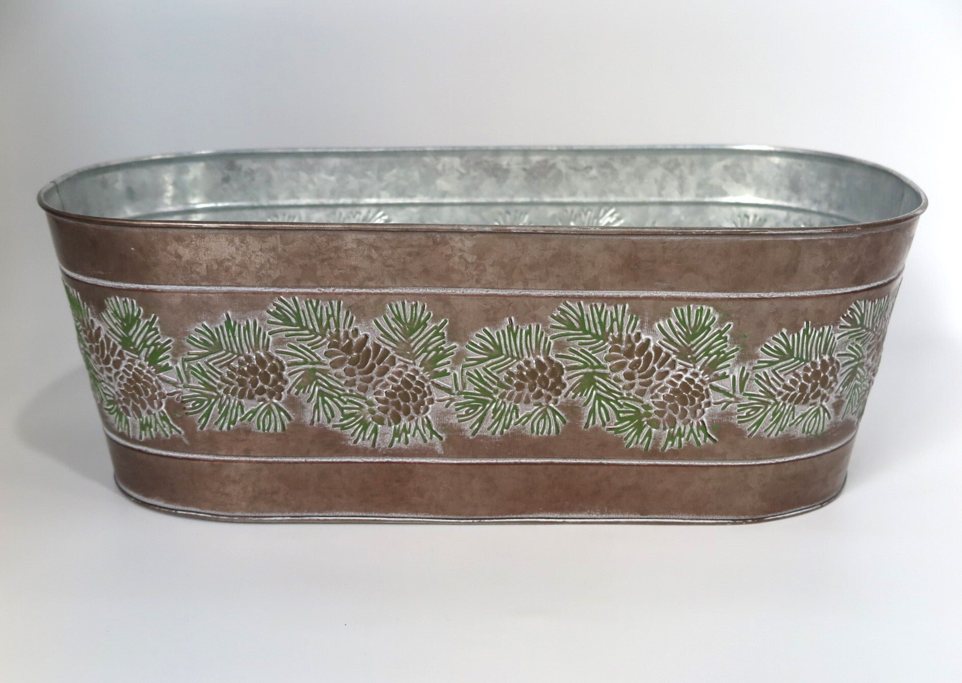 August Grove® Embossed Pine Cone Pattern Metal Planter | Wayfair