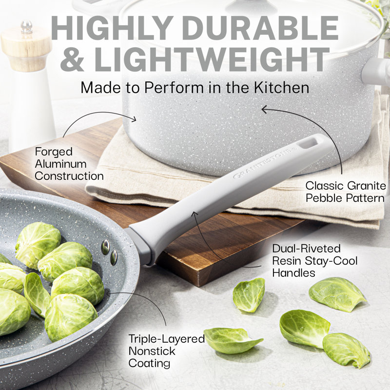 Granitestone Diamond Desert Grey 20 Pc Nonstick Cookware and Bakeware ...