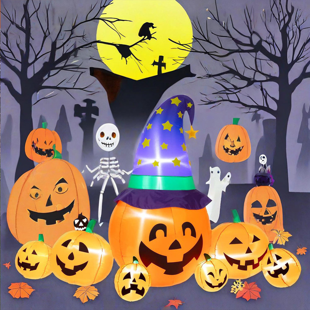 The Holiday Aisle® 8FT Inflatable Halloween Decorations Pumpkin, Build ...