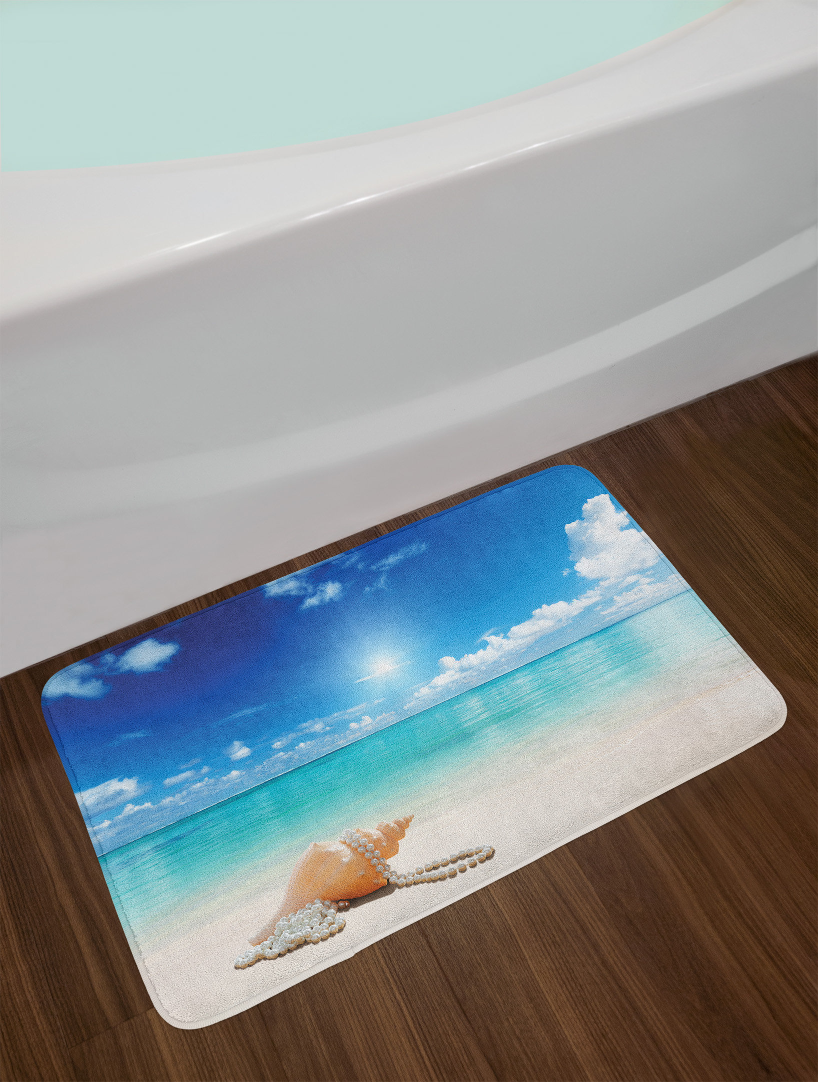 East Urban Home Seashells Seashells Bath Rug | Wayfair
