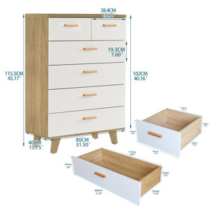 Corrigan Studio® Wooden Drawer Dresser, 6-drawers Storage Cabinet, With ...