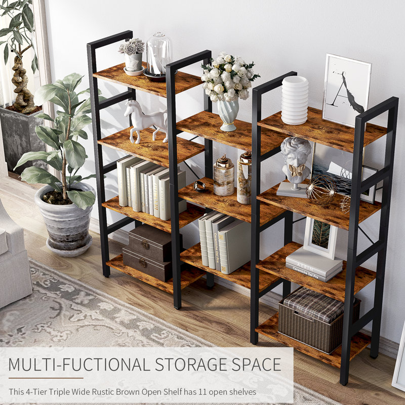 17 Stories Ganell 50.8''H,Triple Wide 4-tier Corner Bookshelf | Wayfair