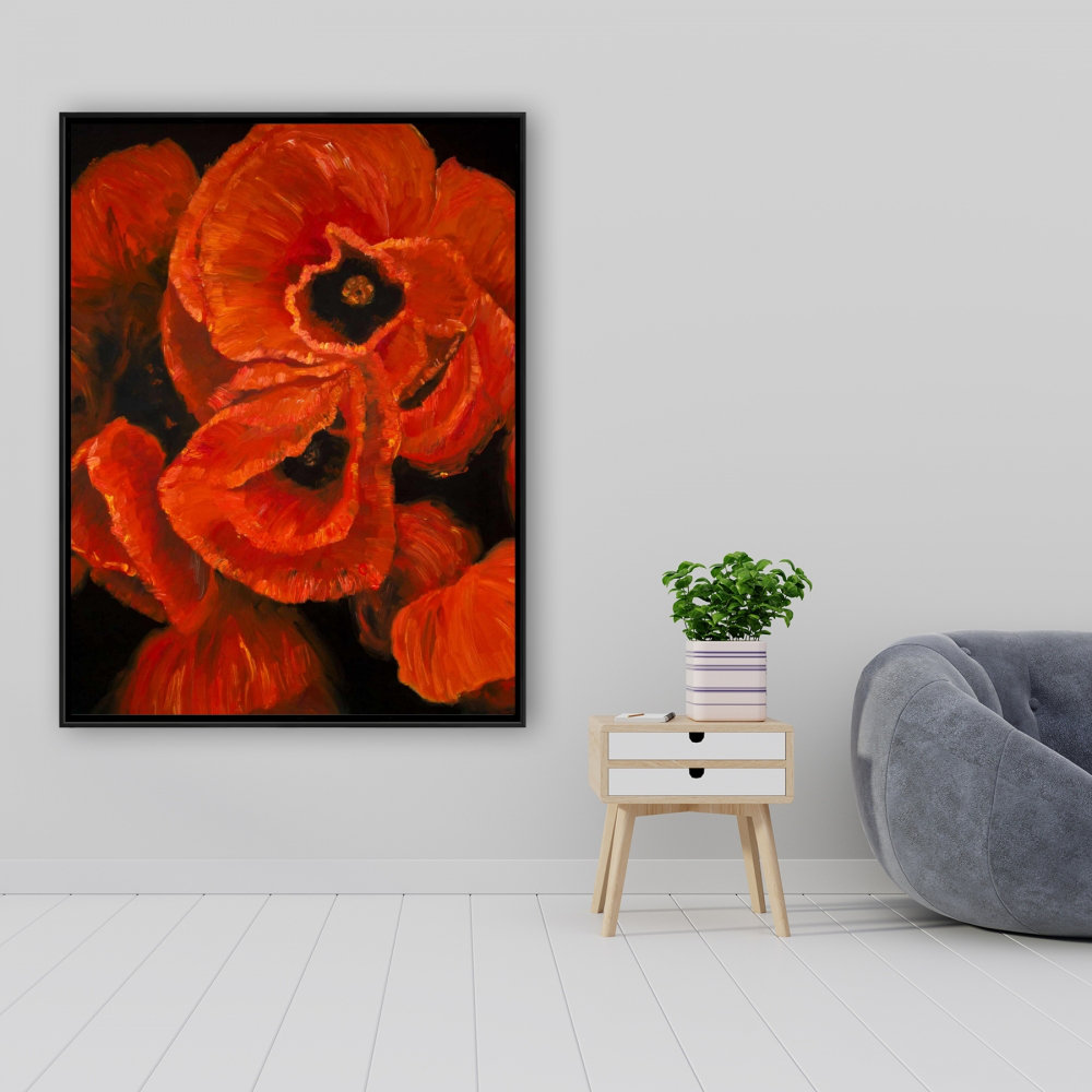 Begin Edition International Inc. Poppy bouquet - 36"x48" Framed canvas ...