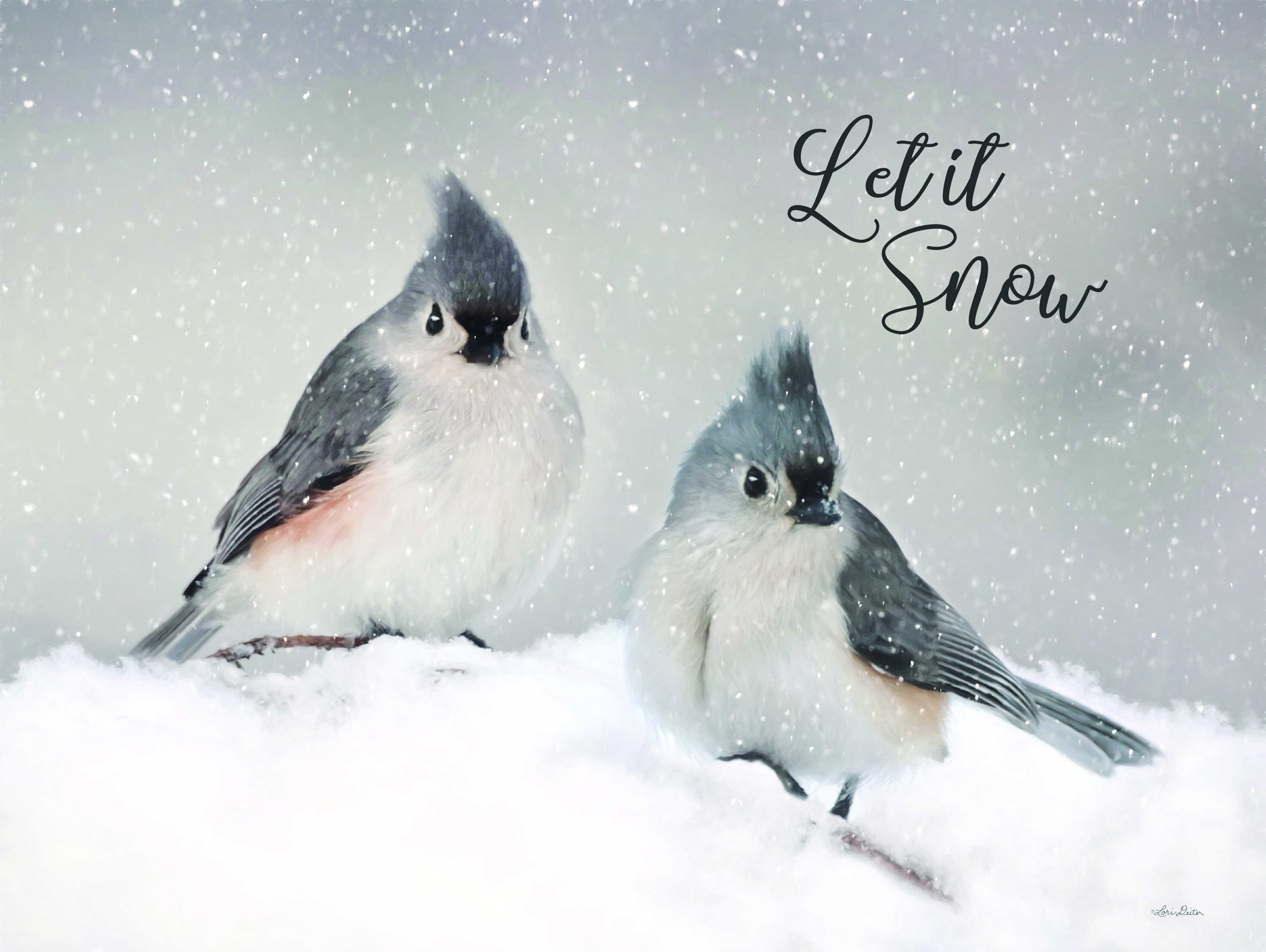 The Holiday Aisle® Gailen Let It Snow Titmouse Pair - Print | Wayfair