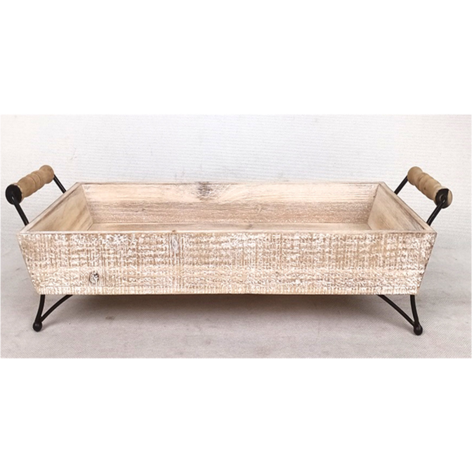 Gracie Oaks Rectangular With Handles And Iron Legs Tray | Wayfair