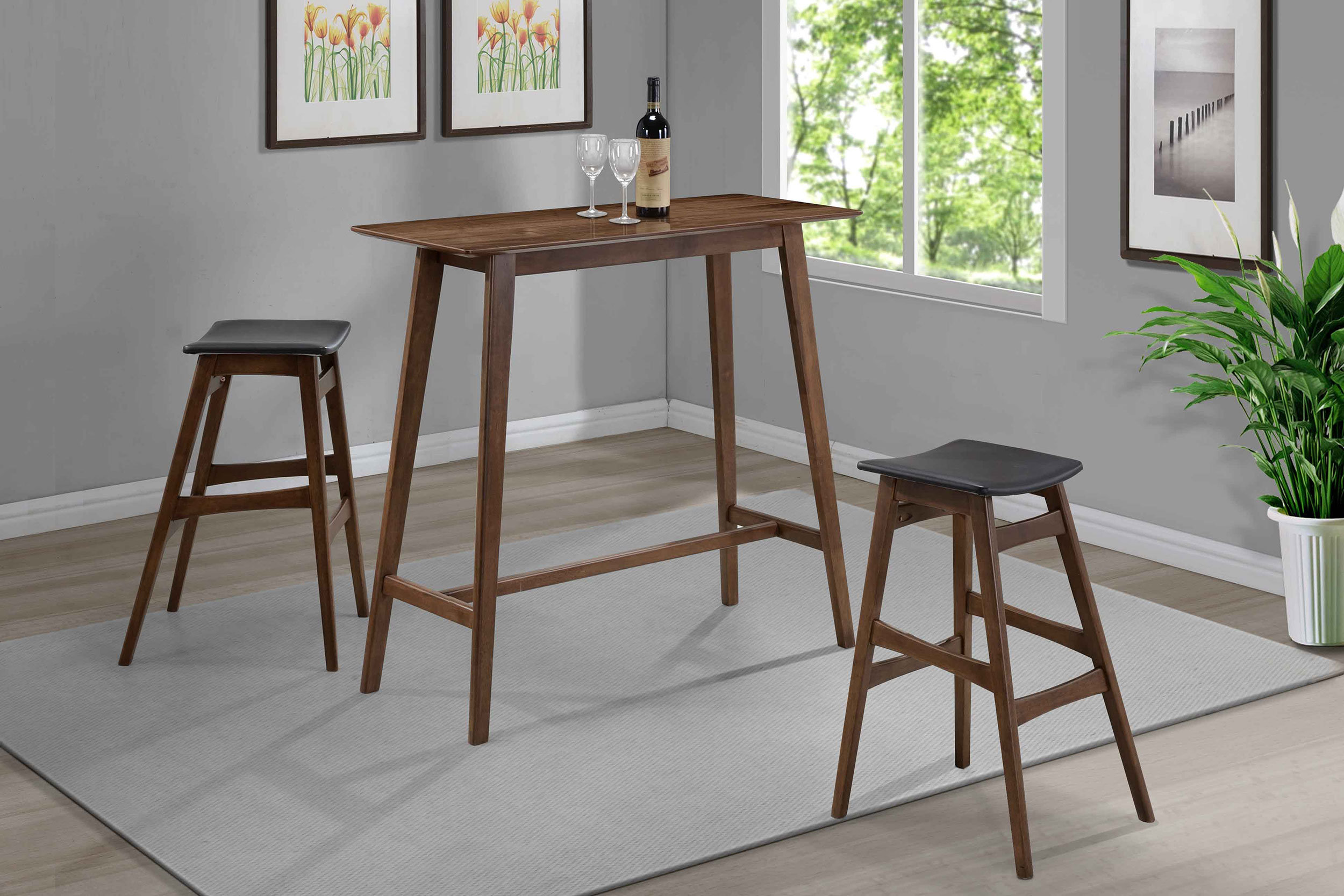 George Oliver Finnick Cushioned Backless Bar Stool Walnut (Set of 2 ...