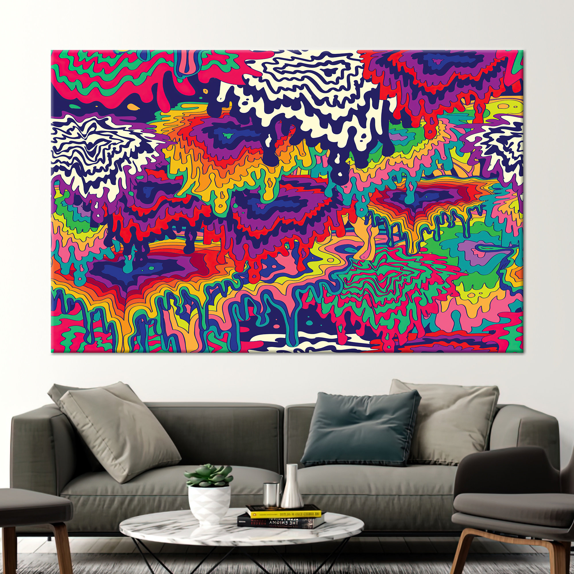 Wade Logan® Abstract Art, Psychedelic Tapestry Art, Colorful Art Canvas ...