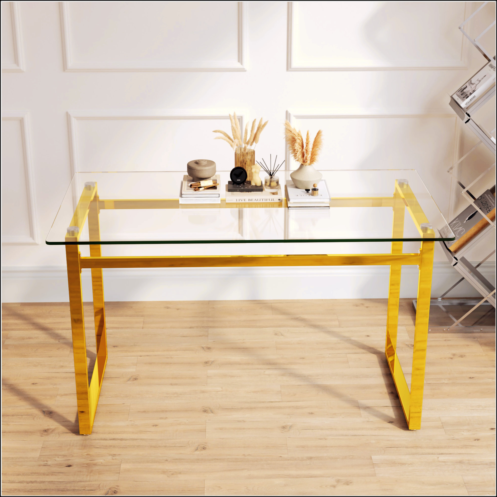 Mercer41 51" Modern Minimalist Rectangular Glass Dining Table | Wayfair