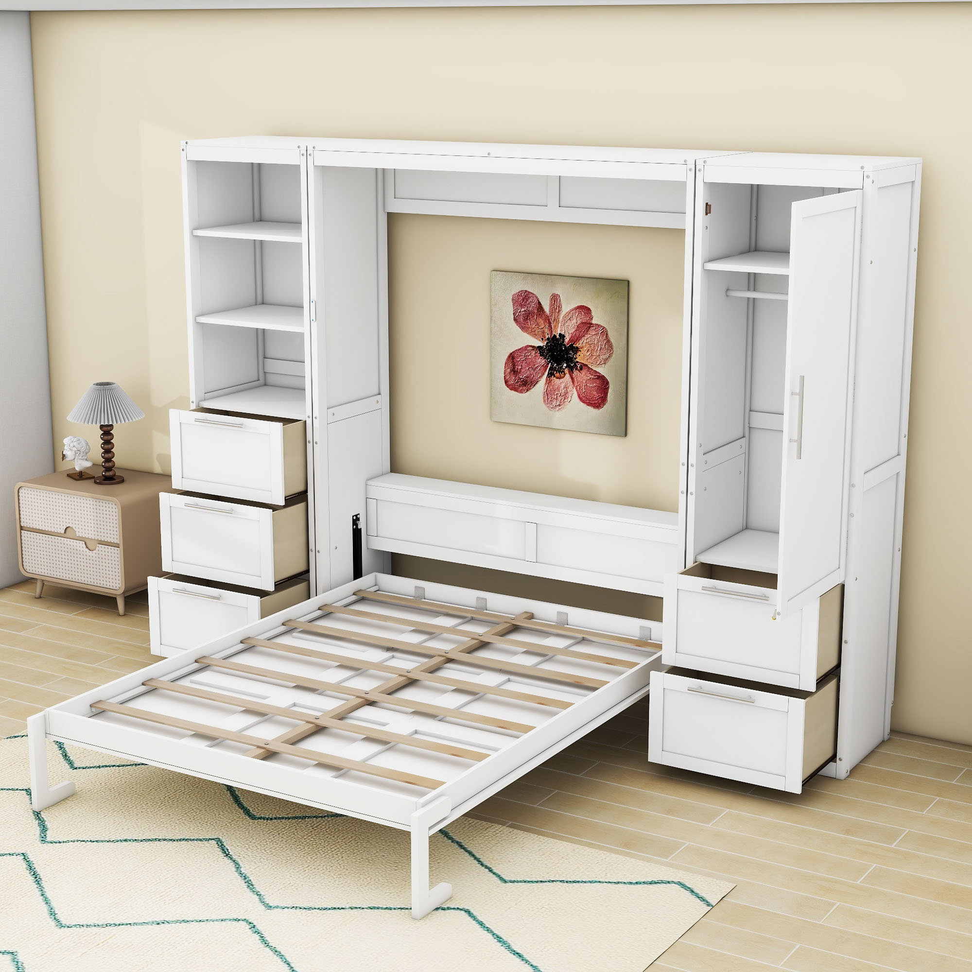 Red Barrel Studio® Murphy Bed with Closet, Drawers and Shelves | Wayfair