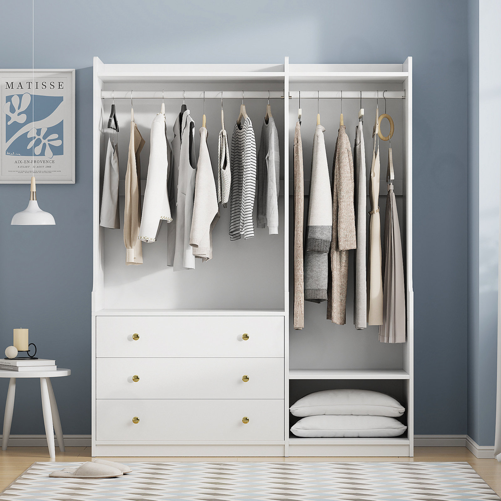 Winston Porter Open Wardrobe Storage with three drawers - Wayfair Canada