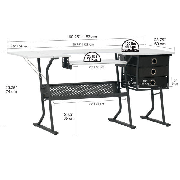 Sew Ready 60.25'' x 23.75'' Sewing Table with Sewing Machine Platform ...