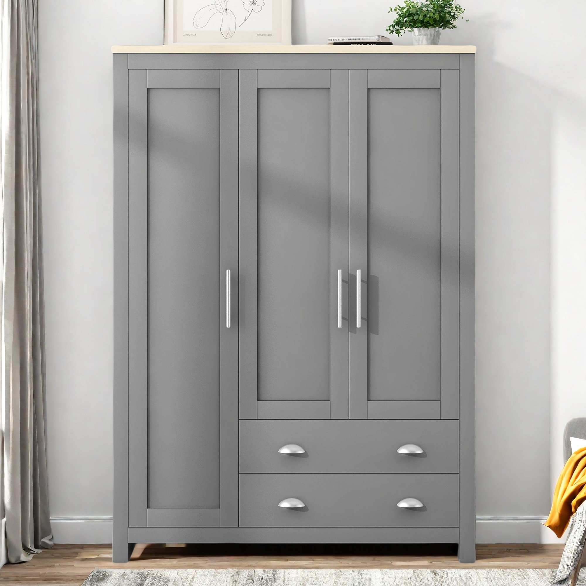 Red Barrel Studio® Wardrobe With Cabinets And Two Drawers | Wayfair