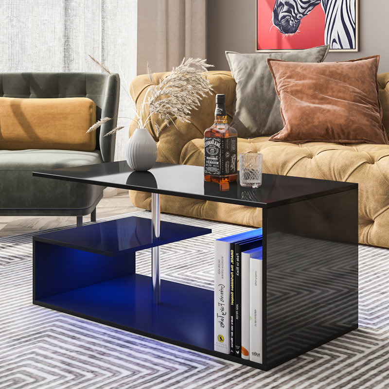 Wade Logan® Holl Modern Coffee Table with Smart APP Controlled RGB LED ...