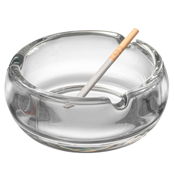 Basicwise Elegant Glass Round Portable And Modern Ashtray - Perfect For ...