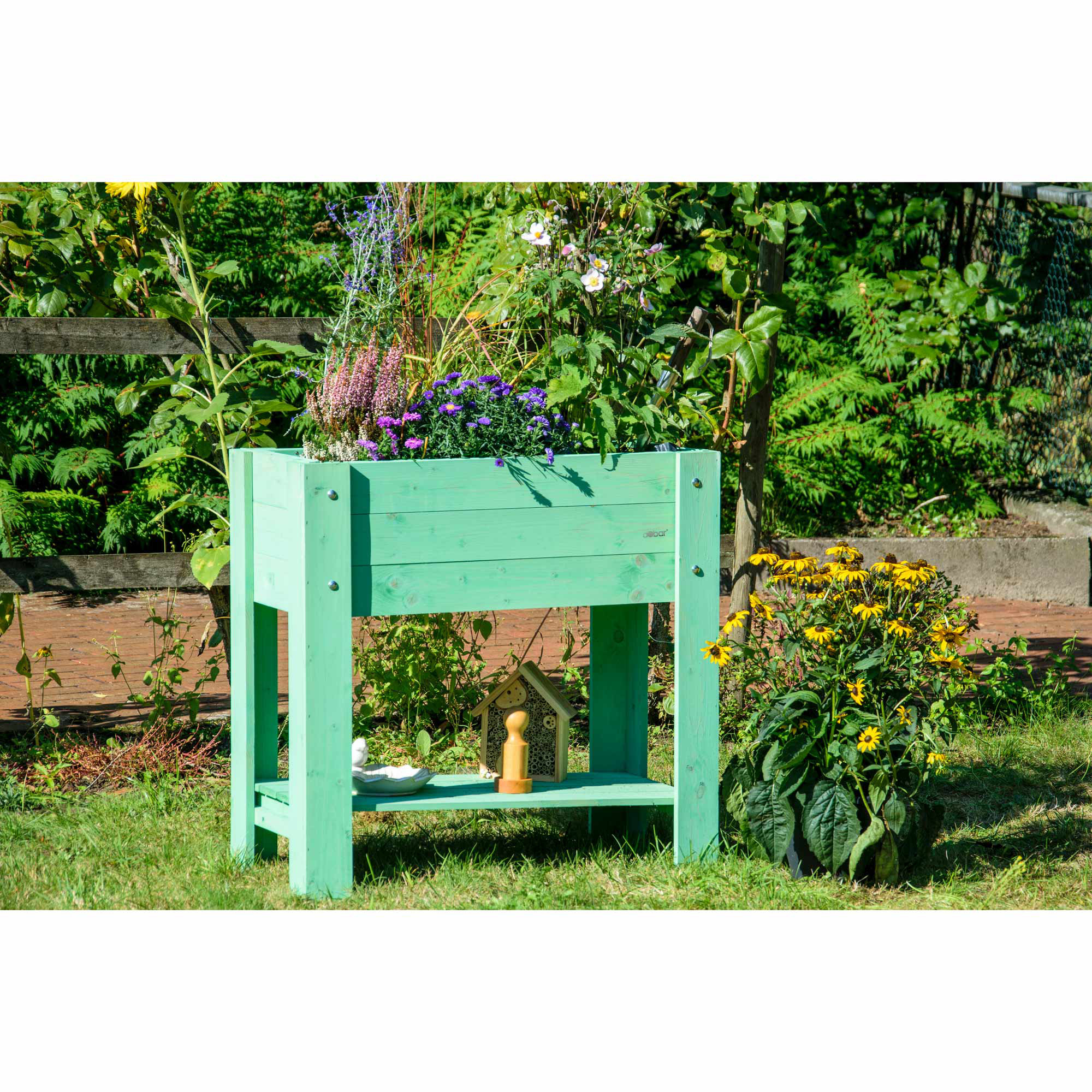 Dakota Fields Stylish raised bed "Urban" with shelf, planter box with ...