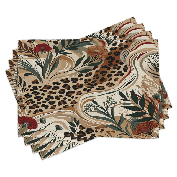 Ambesonne Polyester Pastel Brown Forest Green Rectangle Placemat | Wayfair