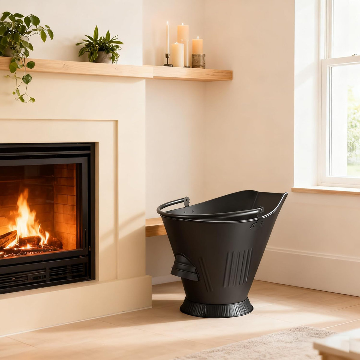 17 Stories XXL Ash Bucket For Fireplace Metal Coal Bucket Wood Stove ...