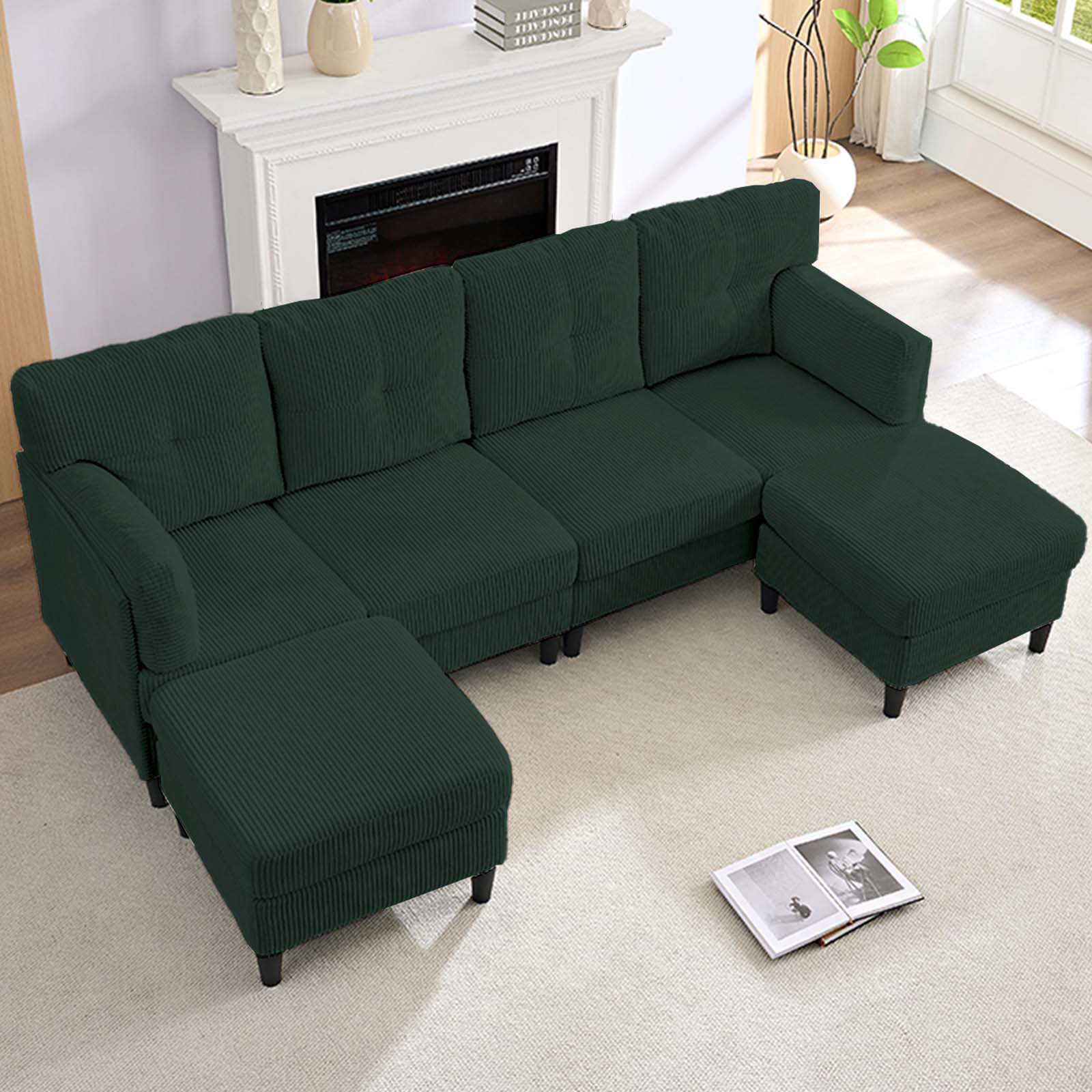 Mercer41 88" Convertible 4-seat L&u-shaped Sectional Sofa - 4-piece ...