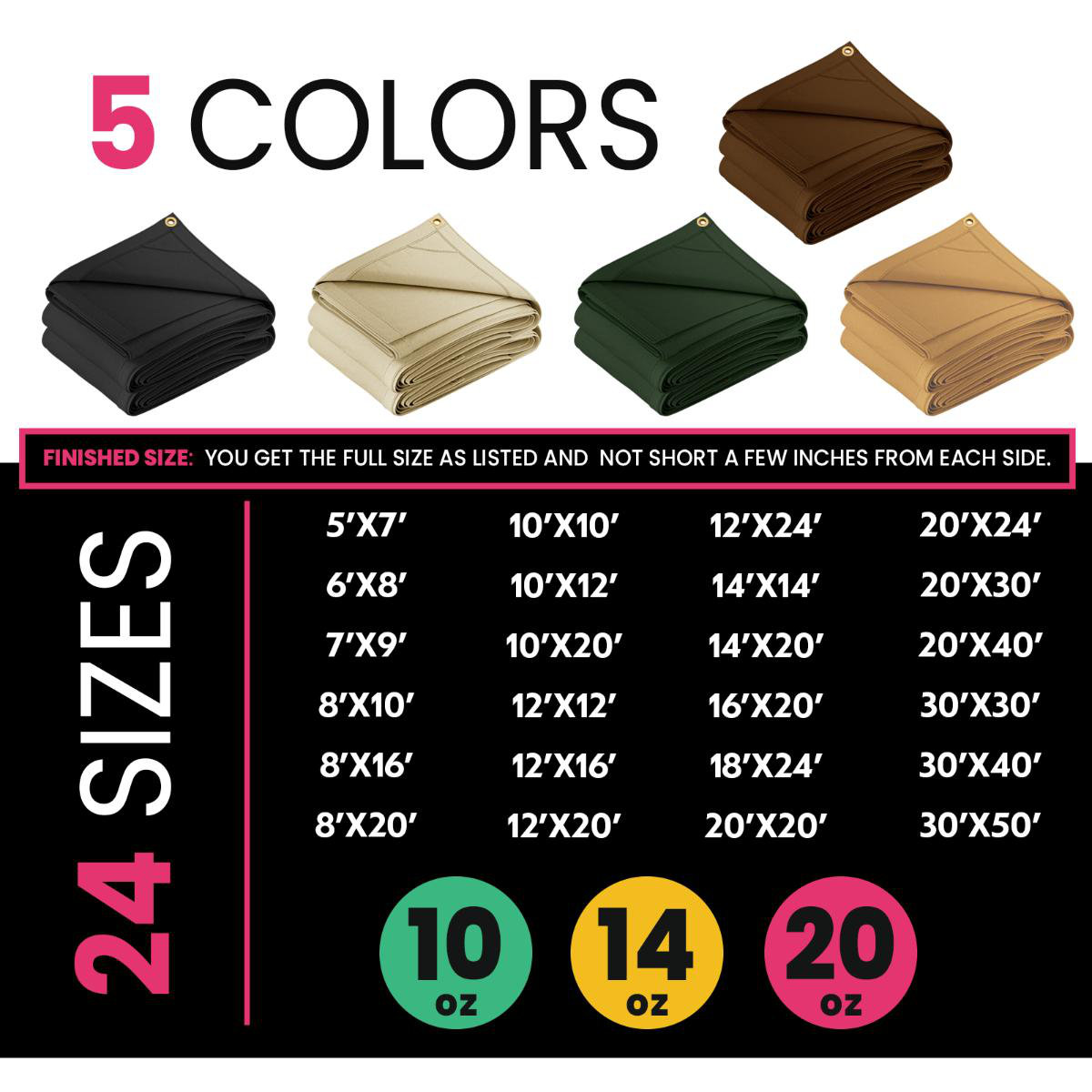 PROTARP Extreme Heavy Duty 20 OZ Water Resistant Canvas Tarp, UV ...