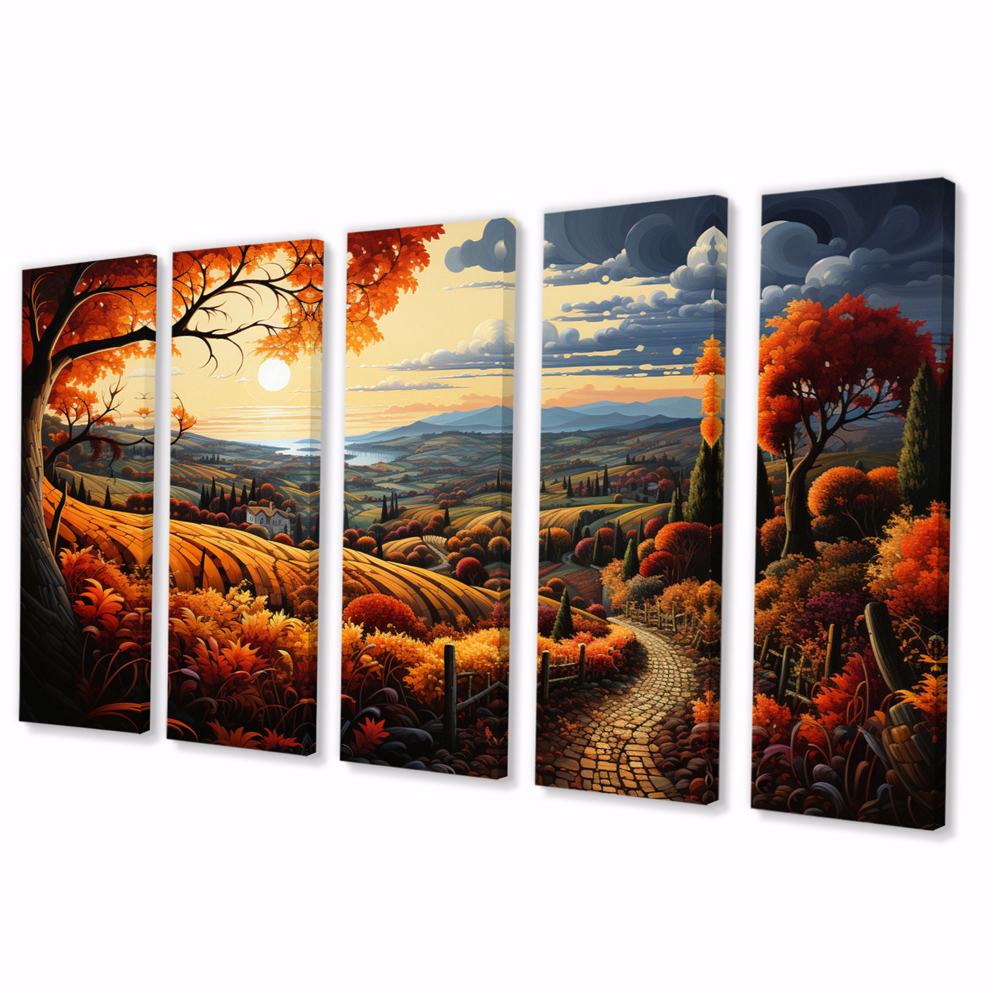 Design Art Countryside Crimson Vineyard II - Landscapes Canvas Art ...