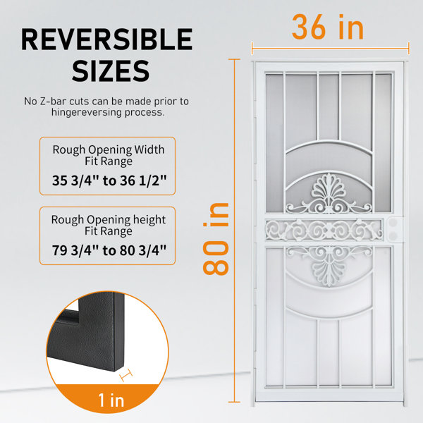 Grisham Deluxe Steel Security Door,36×80inch Iron Security Storm Door ...