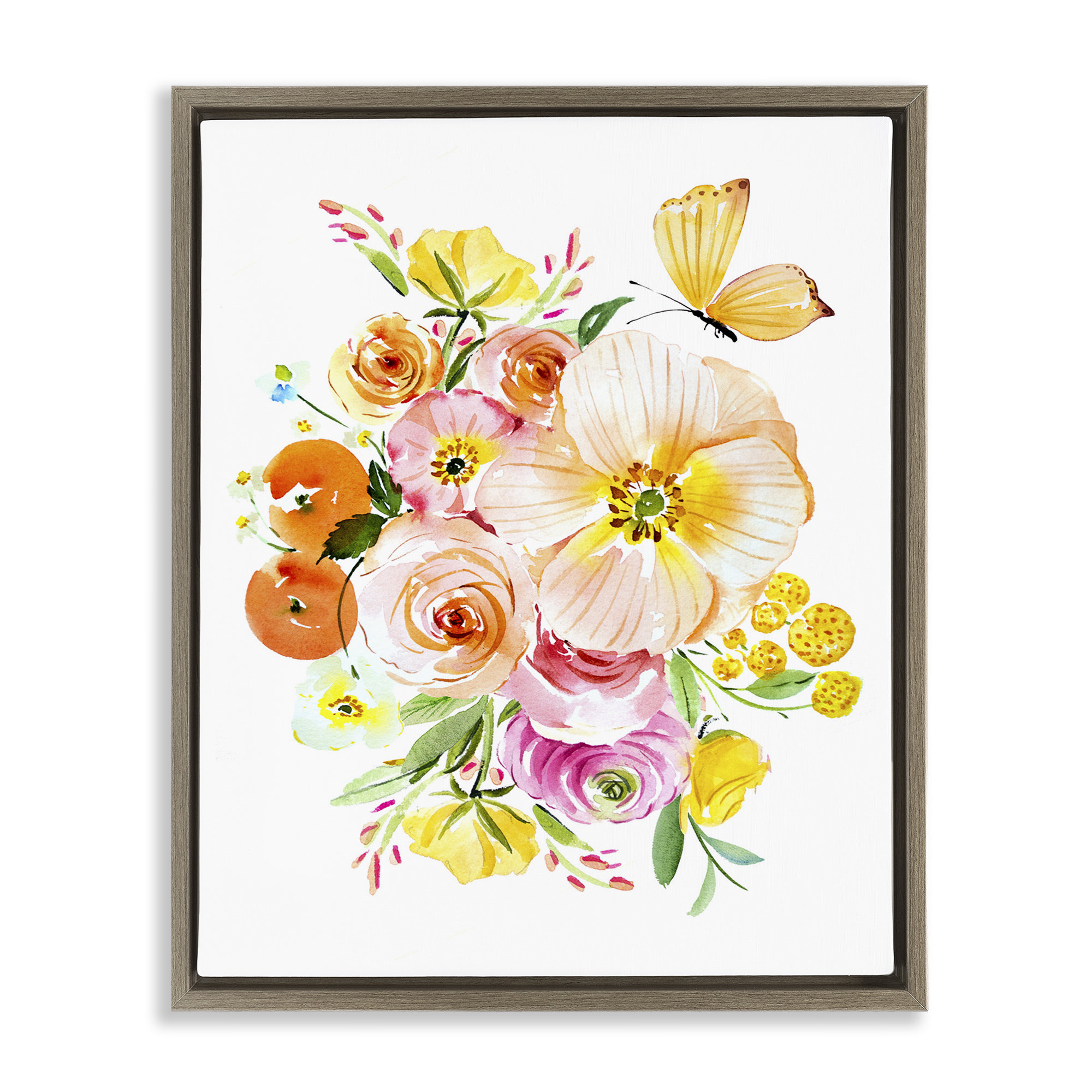 Lark Manor™ Varied Flower Bundle Framed Floater Canvas Wall Art by Enya Todd | Wayfair